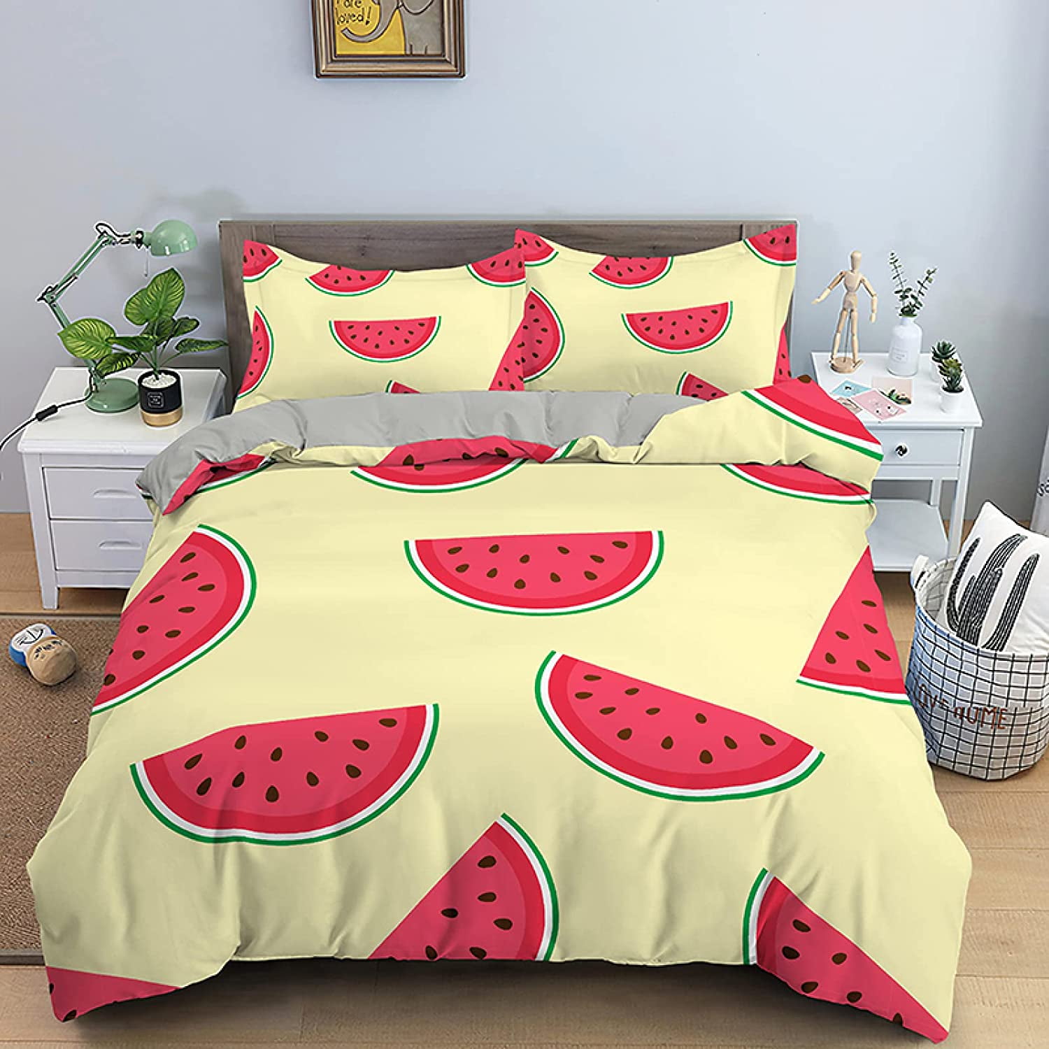 Watermelon Duvet Cover Set Green and Red Colour Polyester Comforter ...