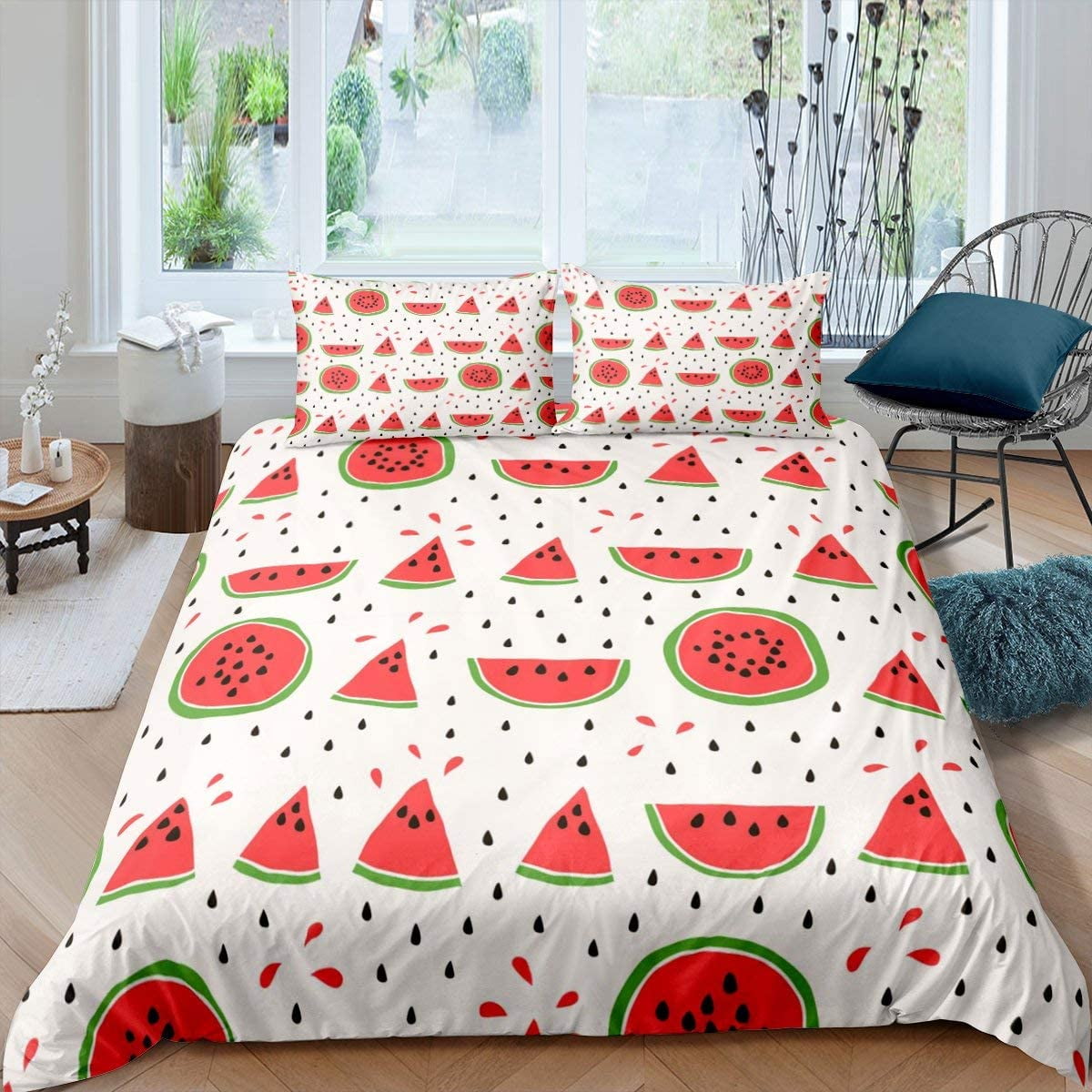 Watermelon Duvet Cover Set Green and Red Colour Polyester Comforter ...