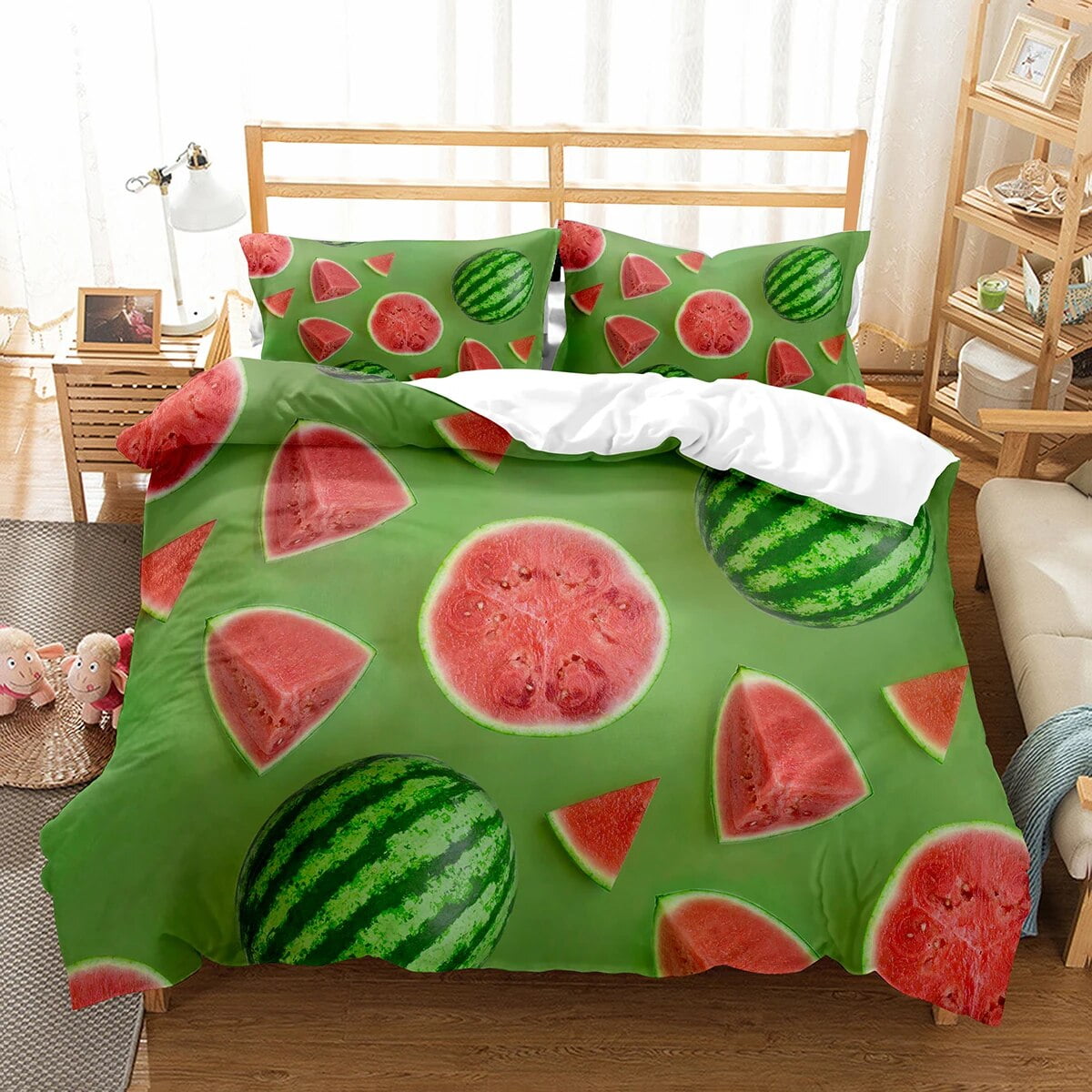 Watermelon Duvet Cover Set Summer Theme Fresh Fruits Pattern Quilt ...