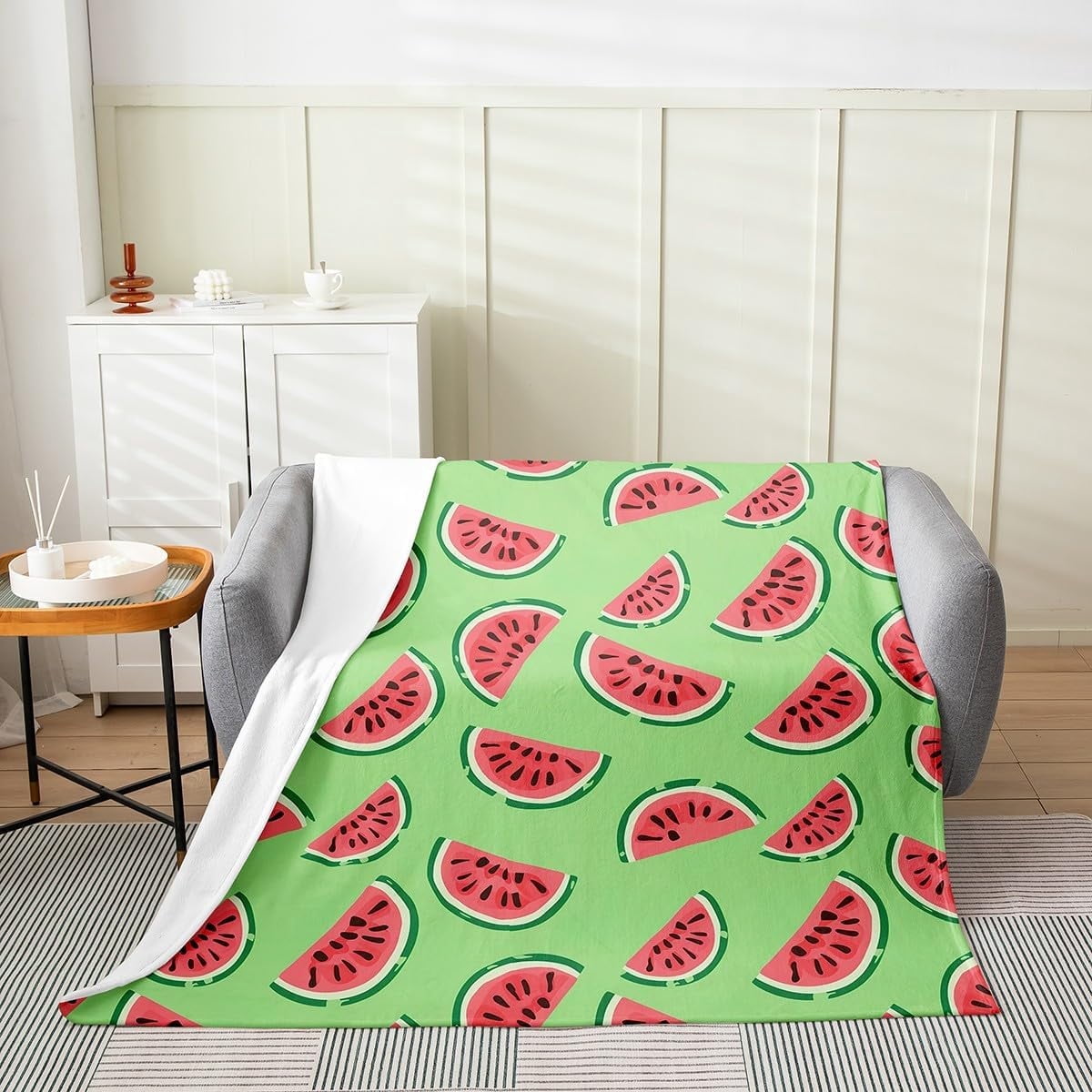 Watermelon Flannel Fleece Throw Blanket Delicious Fruit Print Fuzzy ...