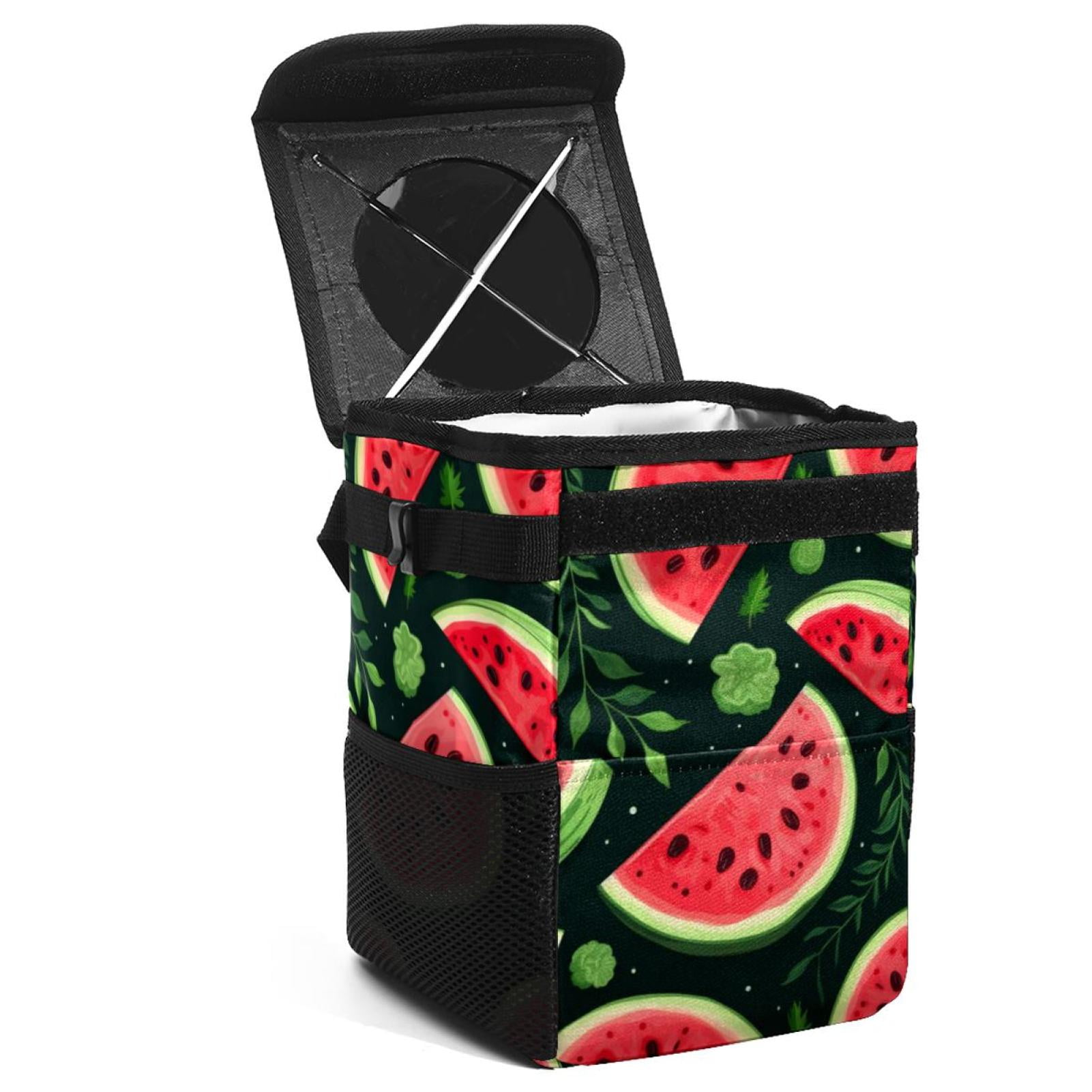 Watermelon Foldable Mini Trash Can with Lid - Leak-Proof Car Garbage ...