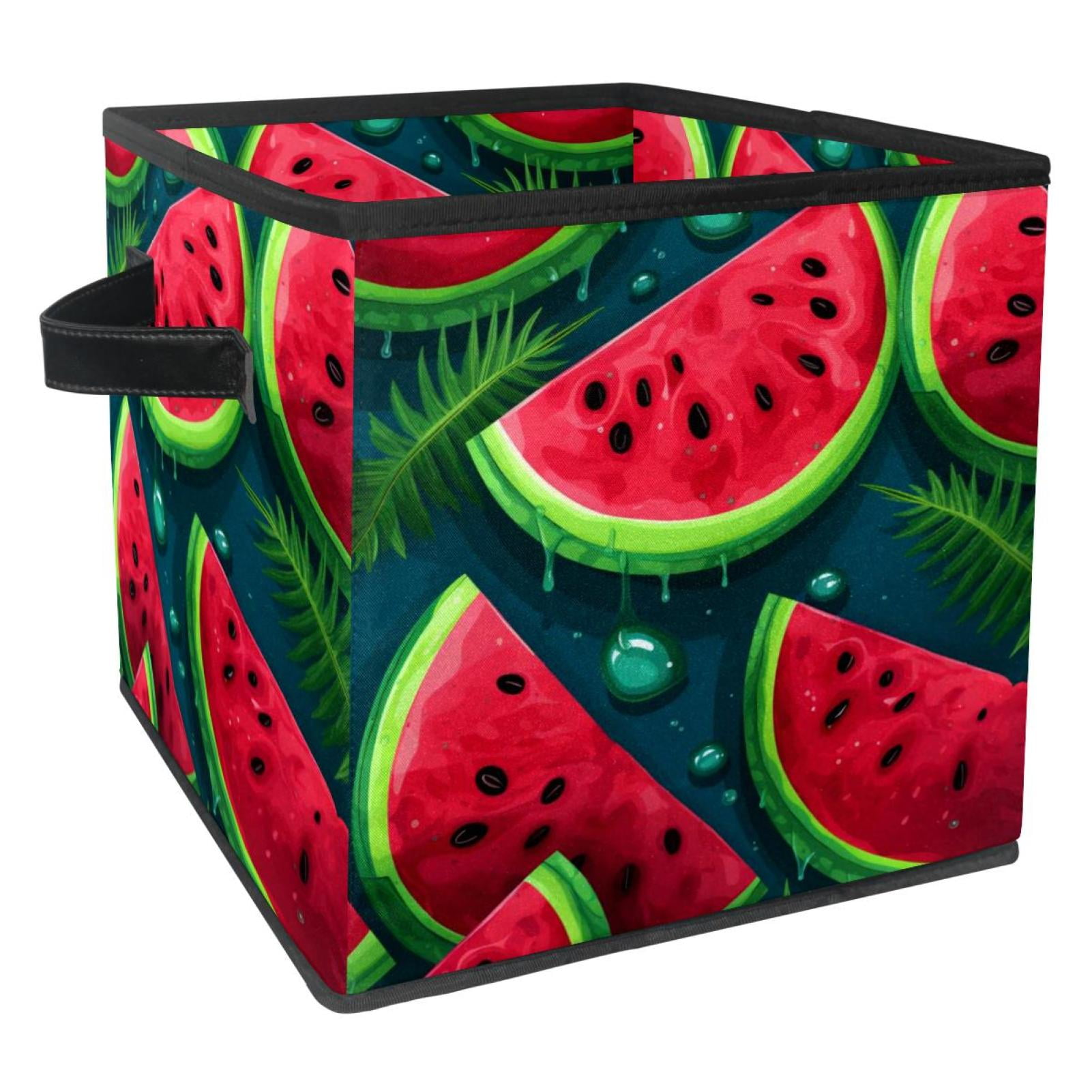 Watermelon Foldable Storage Box with Handle, 10.8"x10.5"x10.6", Large ...