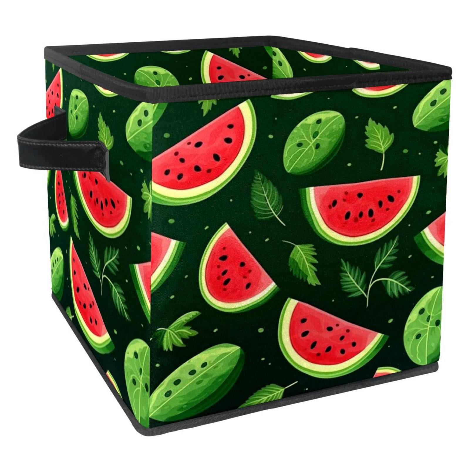 Watermelon Foldable Toy Box Cube Organizer with Handle, 10.8"x10.5"x10 ...