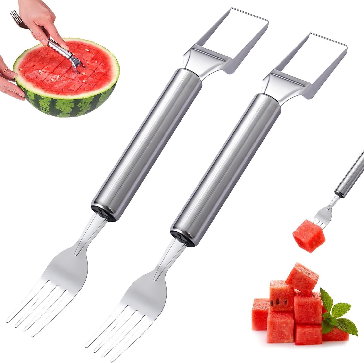 Watermelon Fork Slicer, 2 In 1 Stainless Steel Fruit Cutter, 2025 New ...