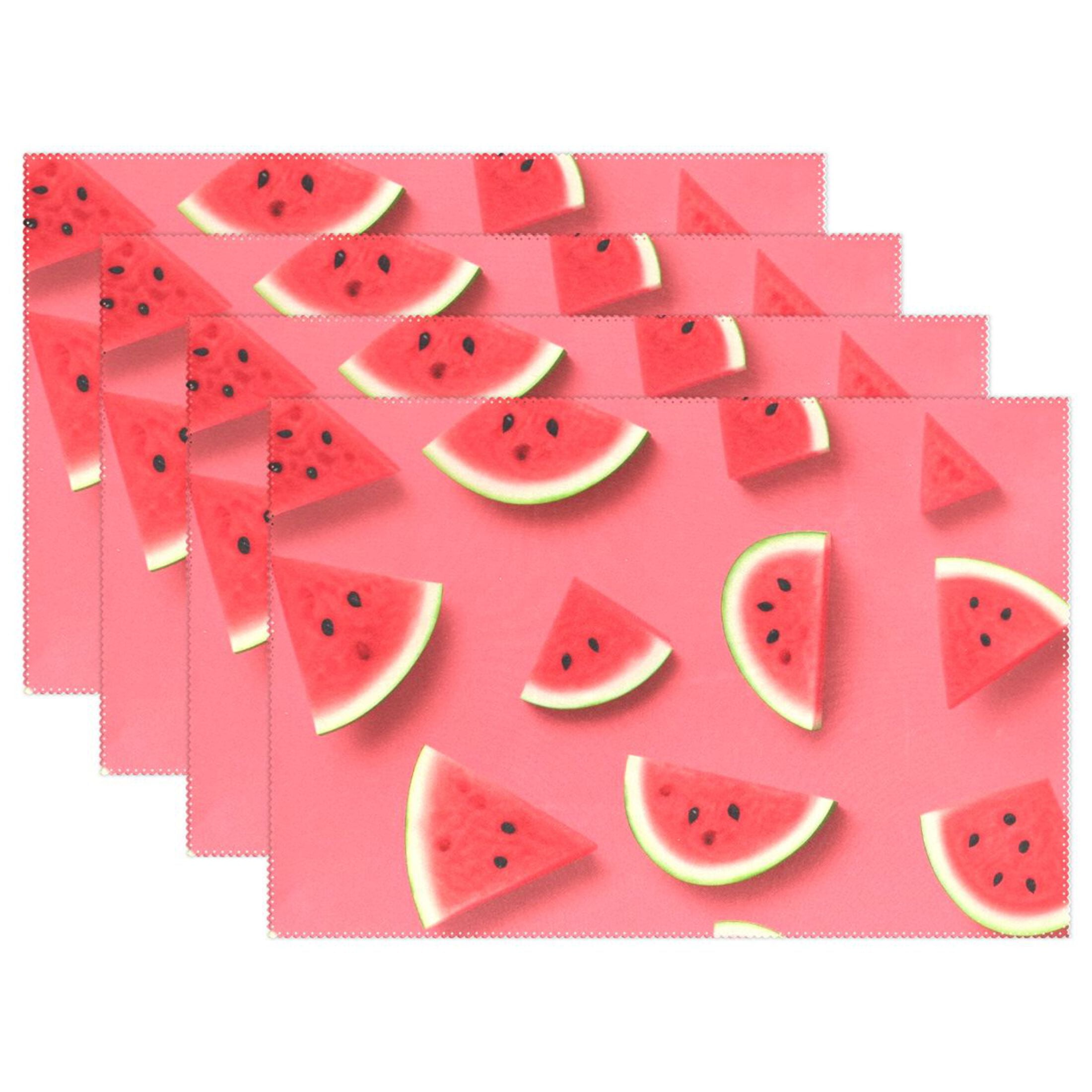 Watermelon Fruit 4 PCs Placemats Set Linen Non-Slip Table Mat ...