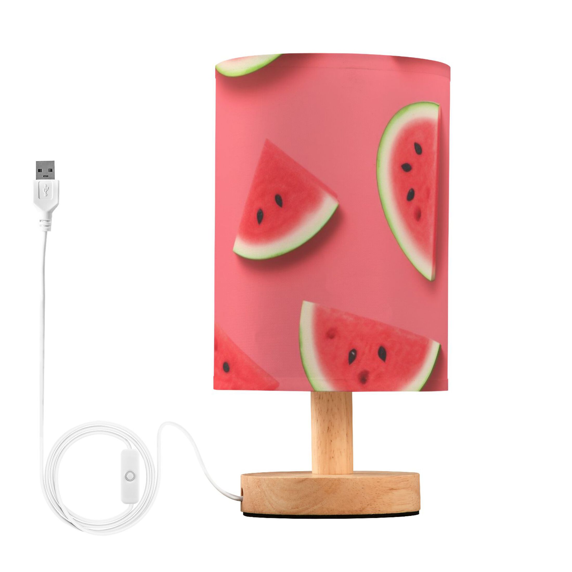 Watermelon Fruit Bedside Table Lamp LED Warm Lights with USB Charging ...