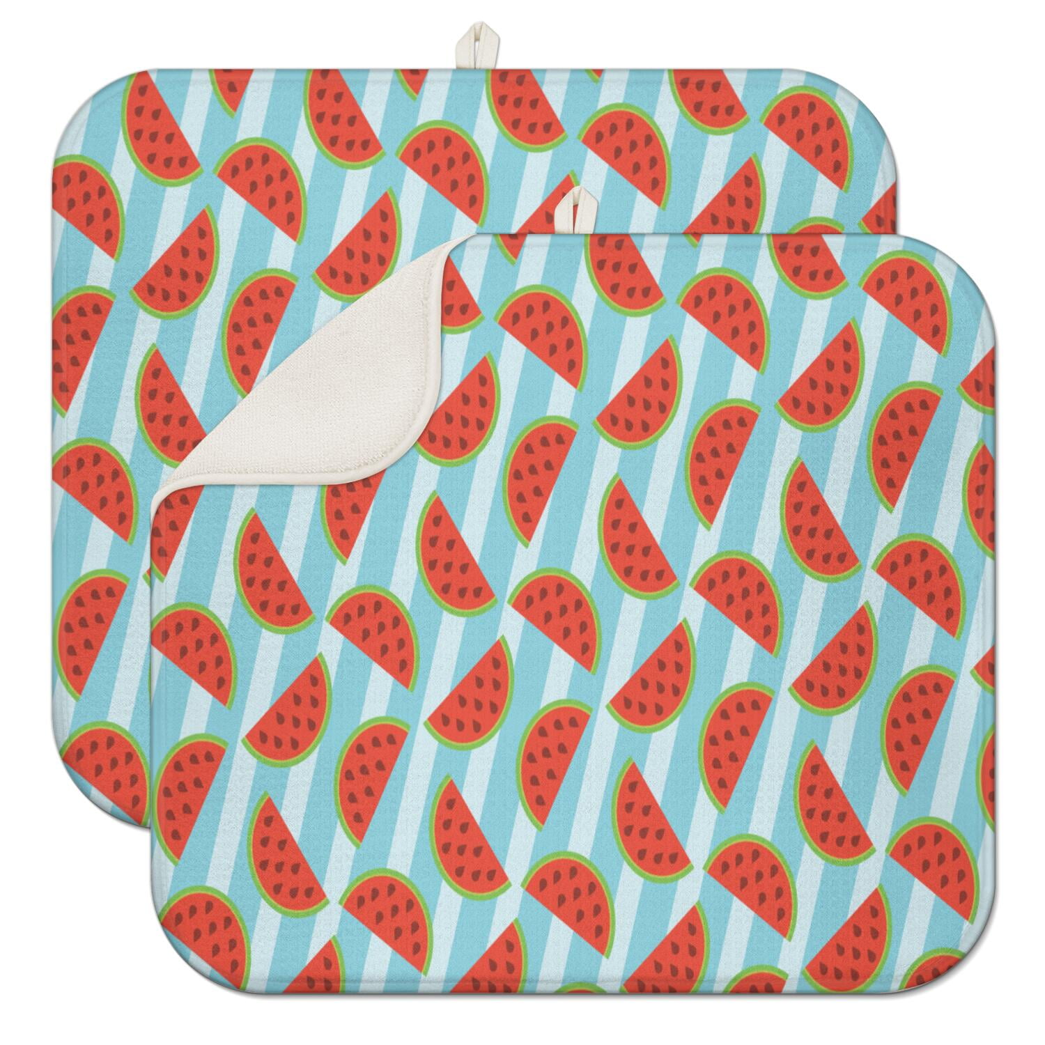 Watermelon Fruit Dish Drying Mat – Summer Tropical Watermelon Print ...