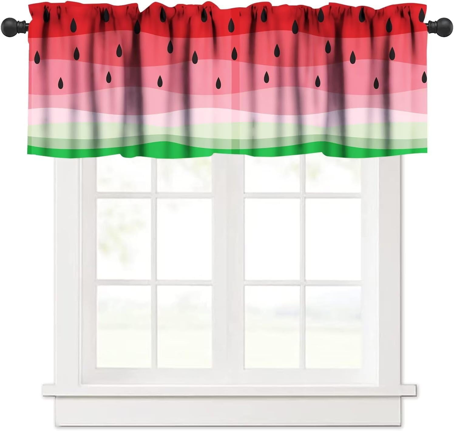 Watermelon Fruit Valance Curtain Red Watermelon Green Fruits Summer ...