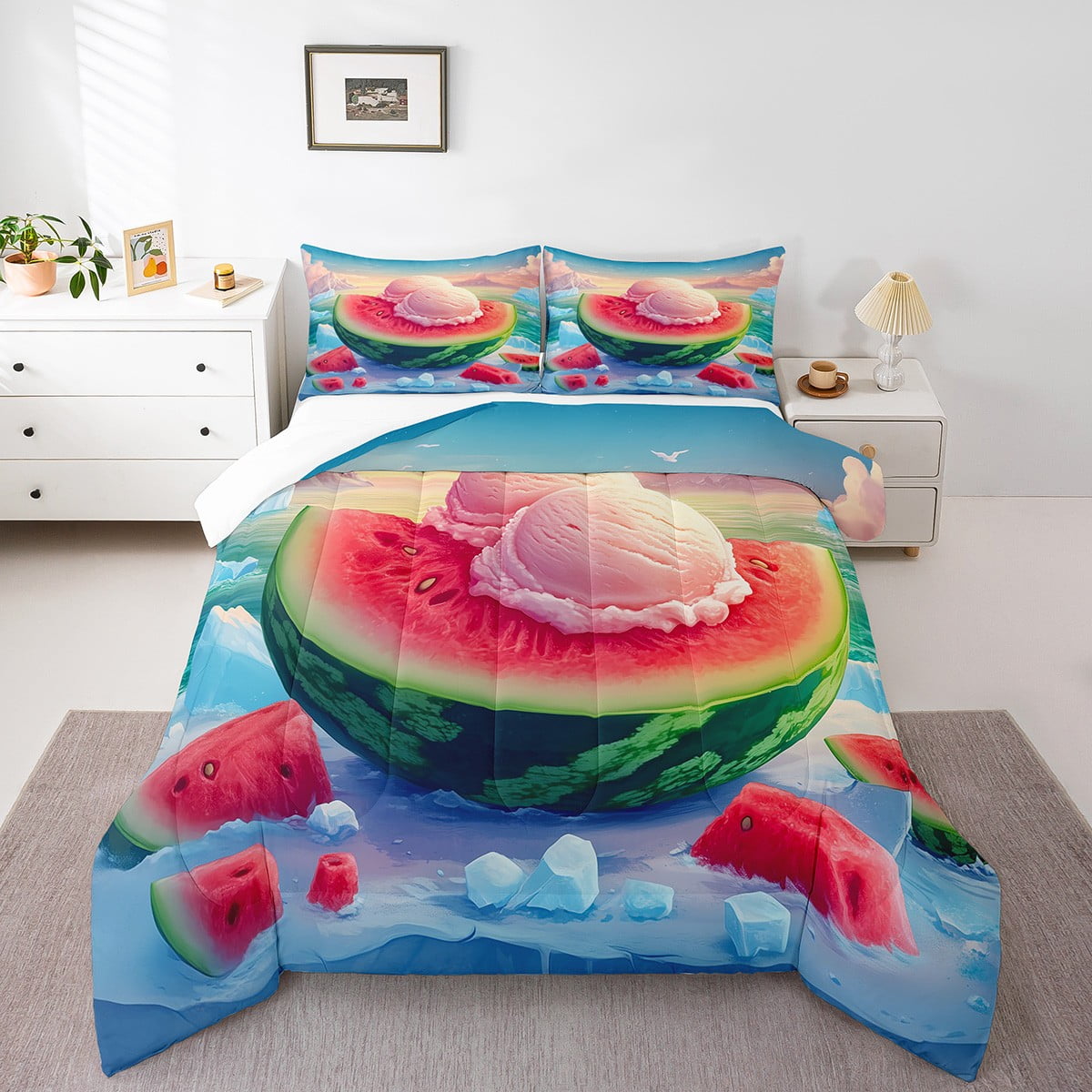 Watermelon Full Bedding Set Winter Snow Watermelon Theme Comforter Set ...