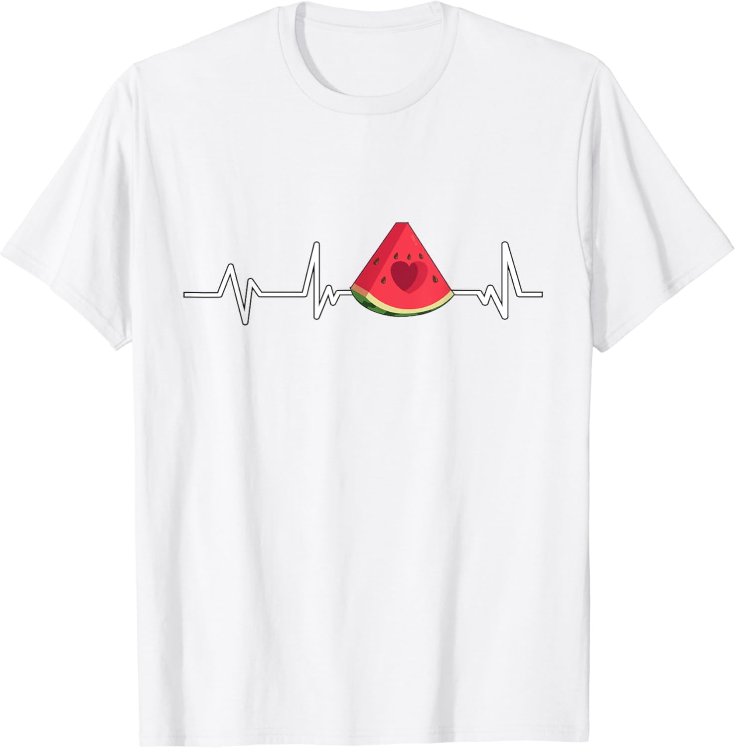 Watermelon Heartbeat EKG Gift Watermelon T-Shirt100% cotton - Walmart.com