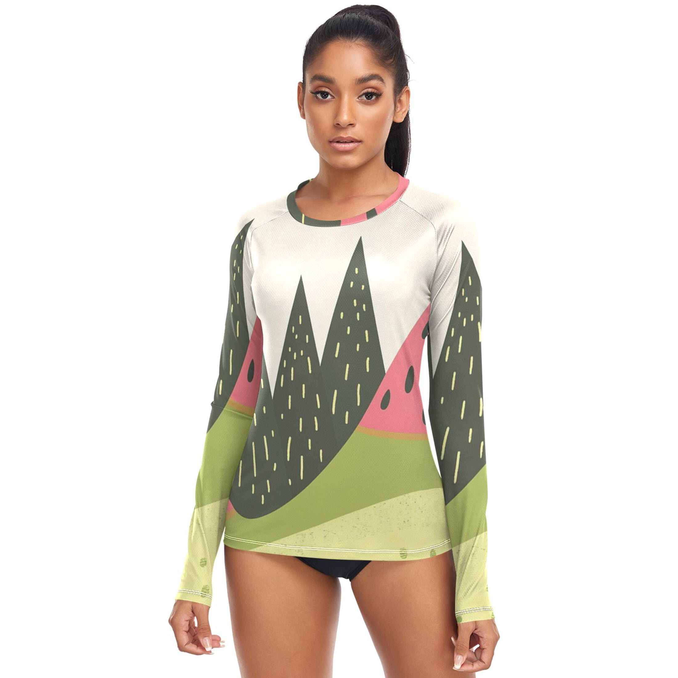 Watermelon Hills Trees Women's Rash Guard Shirts UPF 50+ Sun Protection ...