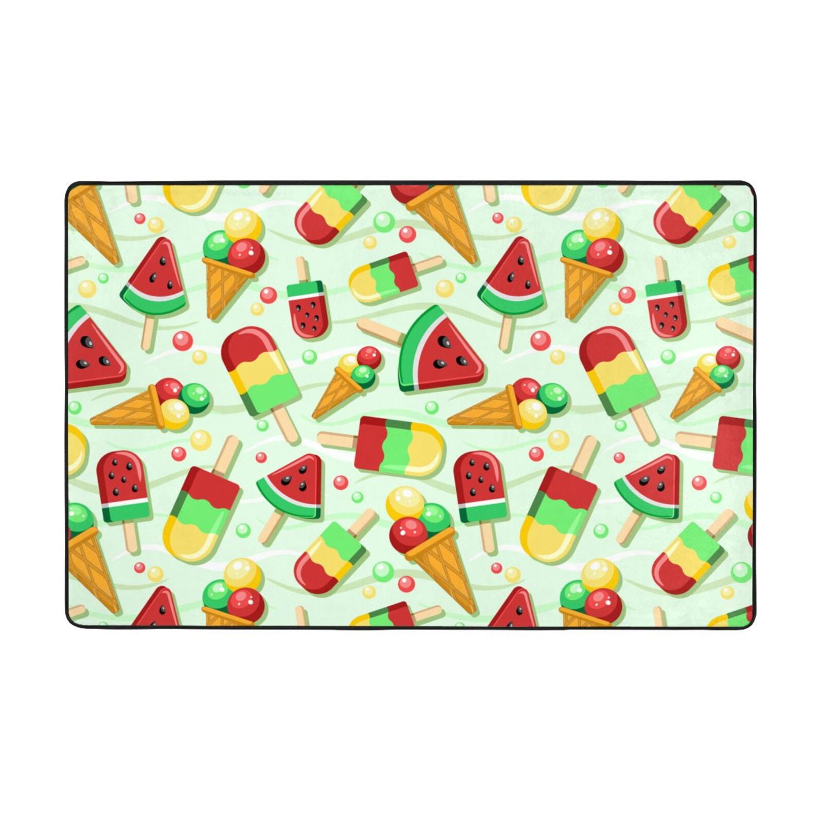 Watermelon Ice Cream Print Bathroom Rugs Non Slip Washable, 60x39in ...