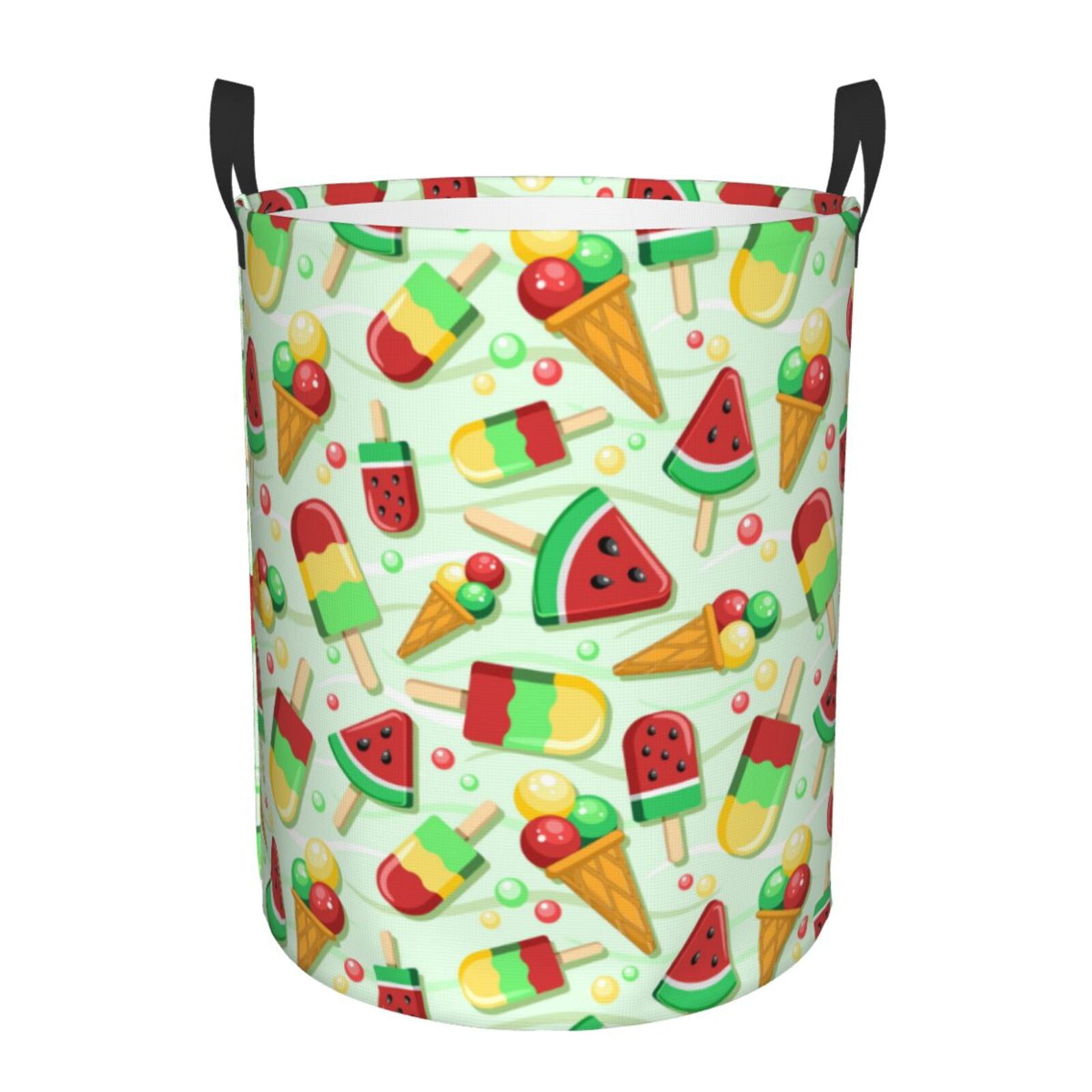 Watermelon Ice Cream Print Laundry Basket, Laundry Hamper Waterproof ...