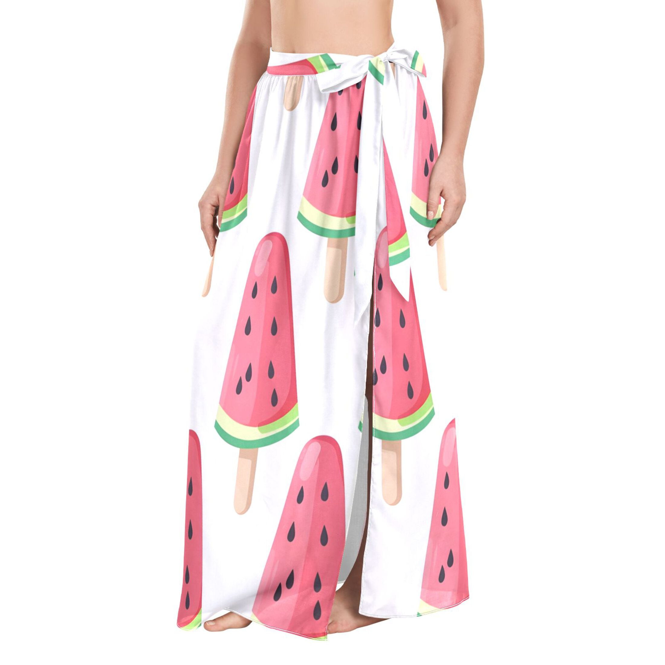 Watermelon Ice Sucker Women's Swimwear Cover Ups Strappy Beach Dress ...