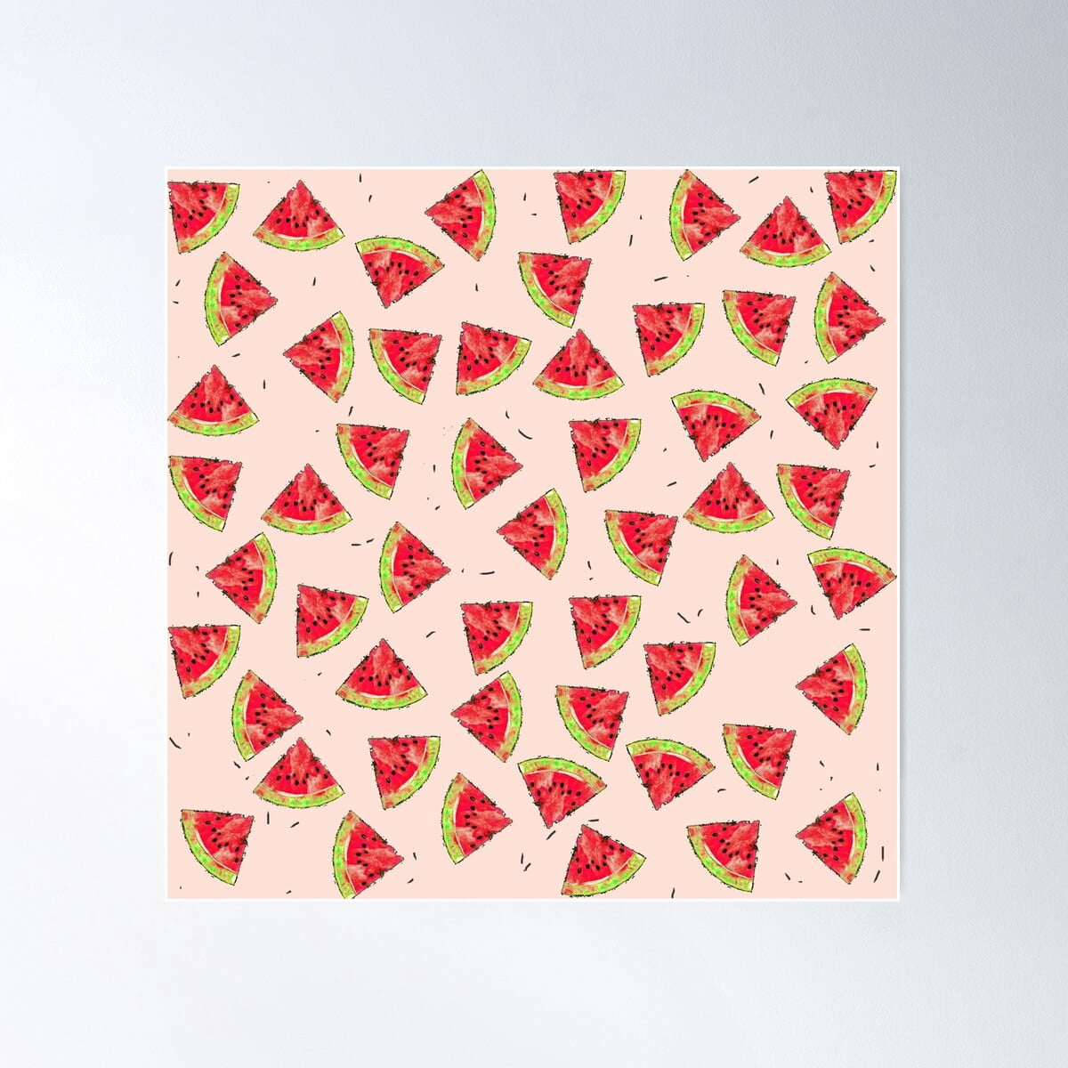 Watermelon Juicy Fruit Tasty Summer Pattern Poster Wall Art, Modern ...