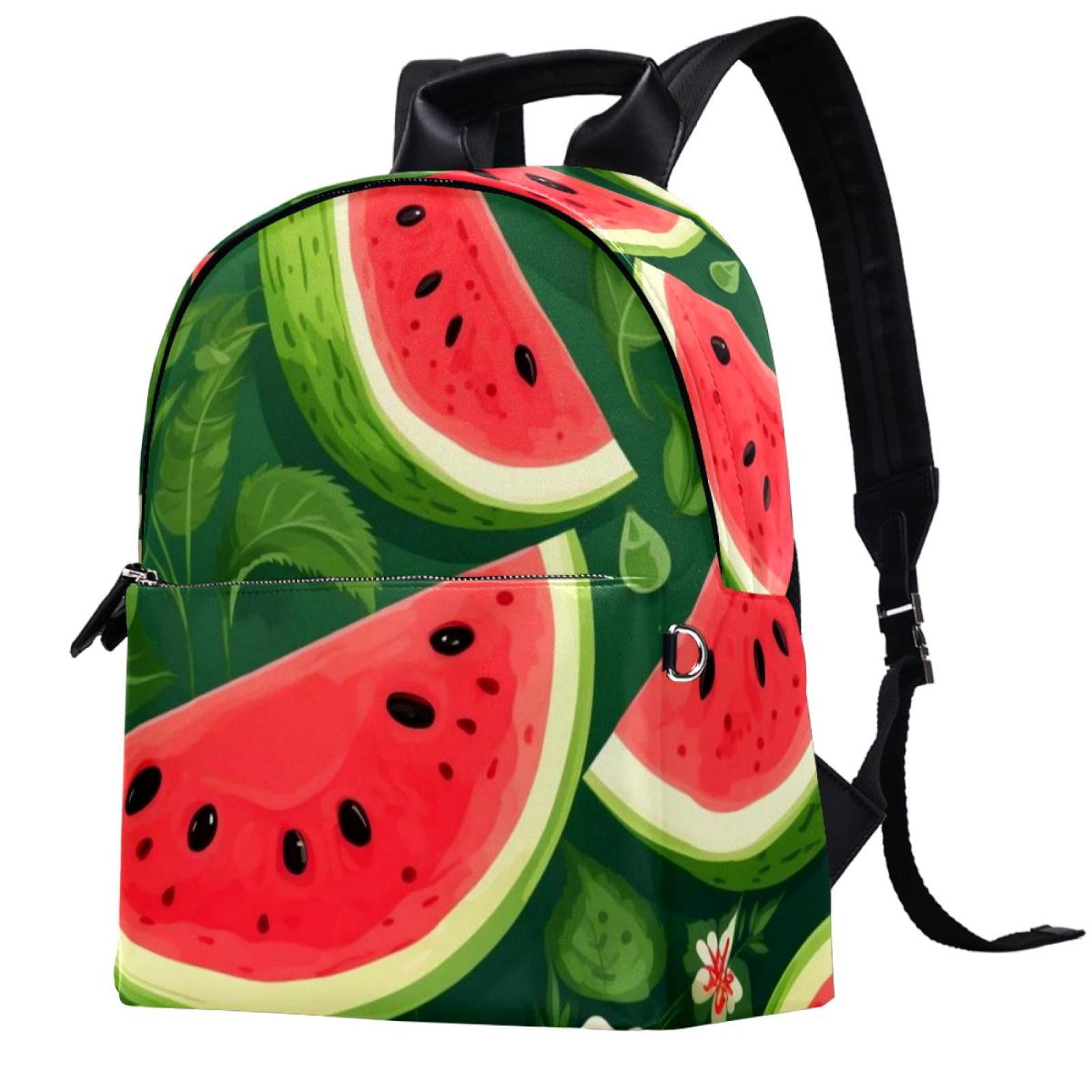 Watermelon Leather Shoulder Backpack for Men Women Teens with Printed ...