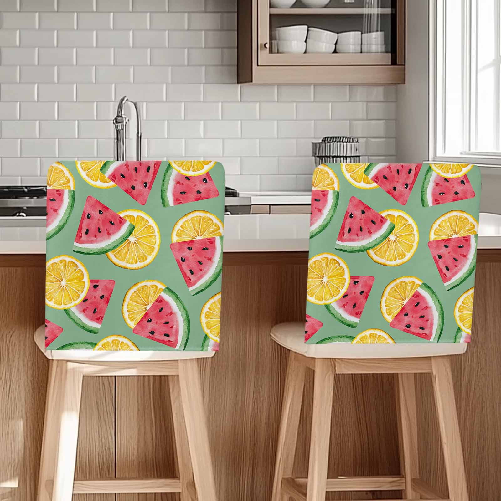 Watermelon Lemon Chair Covers Set of 8 Summer Watercolor Fruit Chair ...