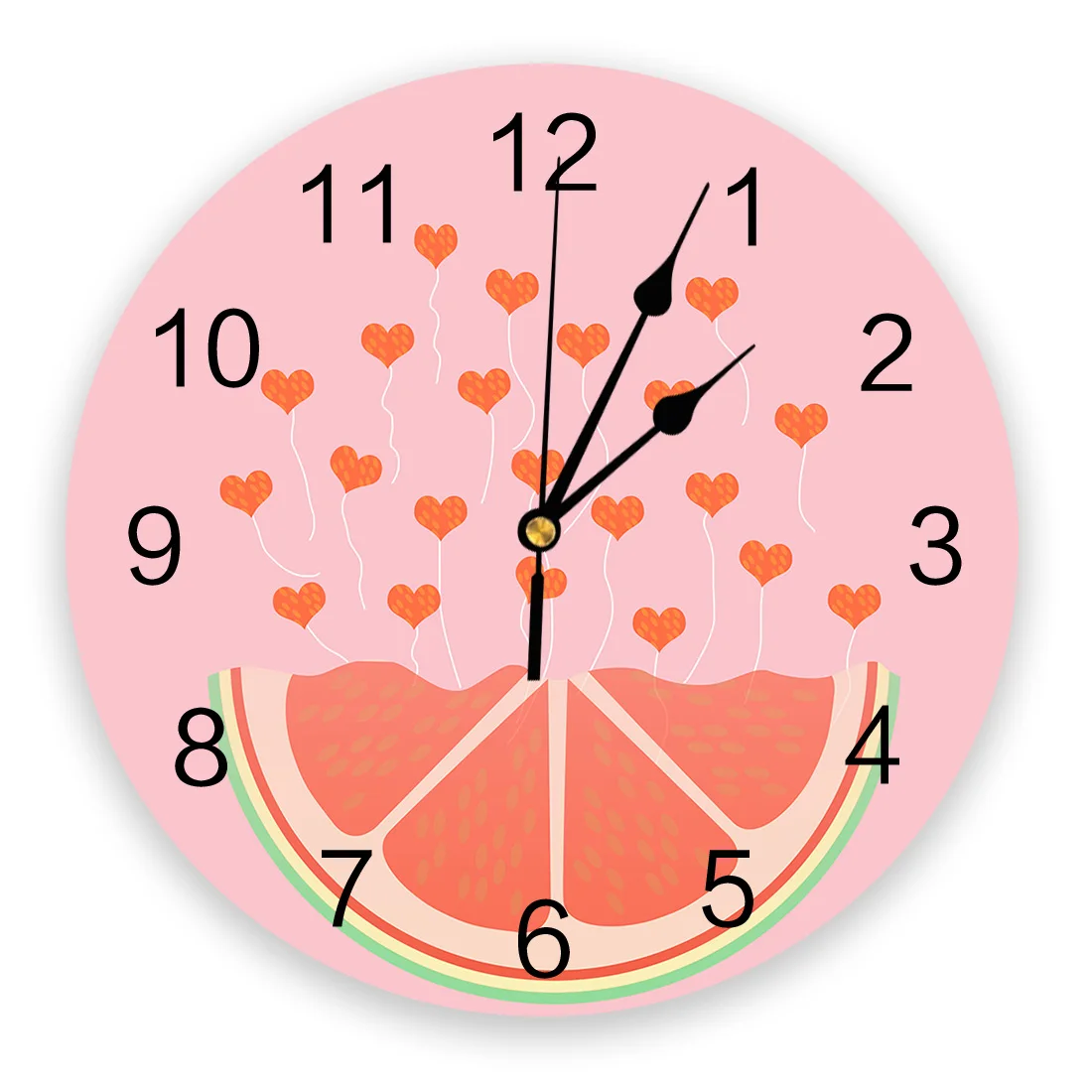 Watermelon Love Round Wall Clock Creative Home Decor Living Room Quartz ...