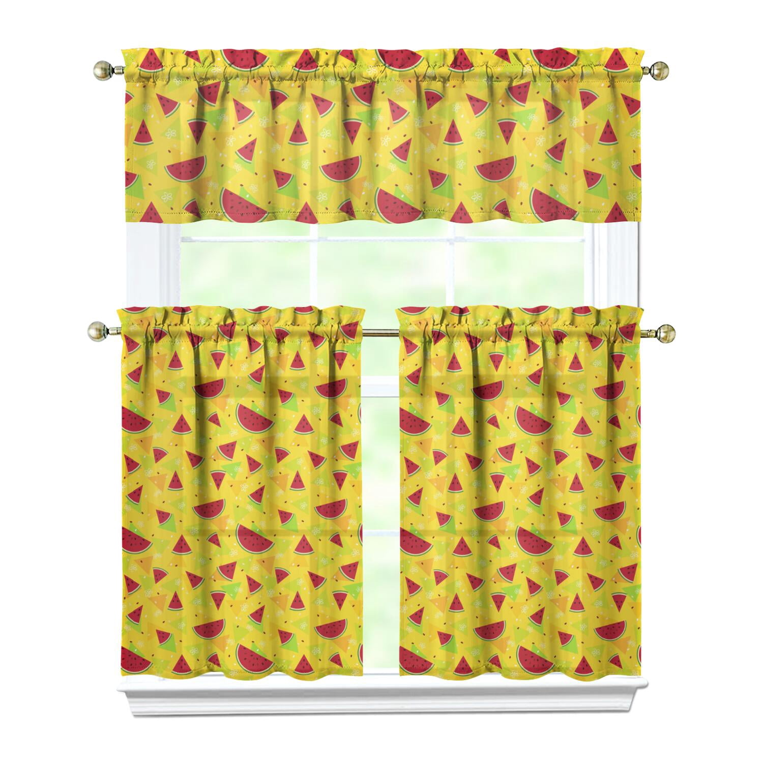 Watermelon Lovers Kitchen Curtains Set - 3 Piece Tier & Valance with ...
