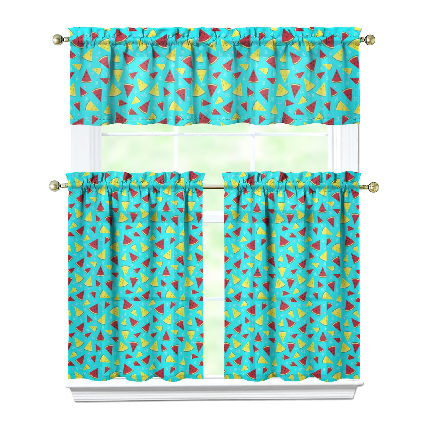 Watermelon Lovers Kitchen Curtains Set - 3 Piece Tier & Valance with ...