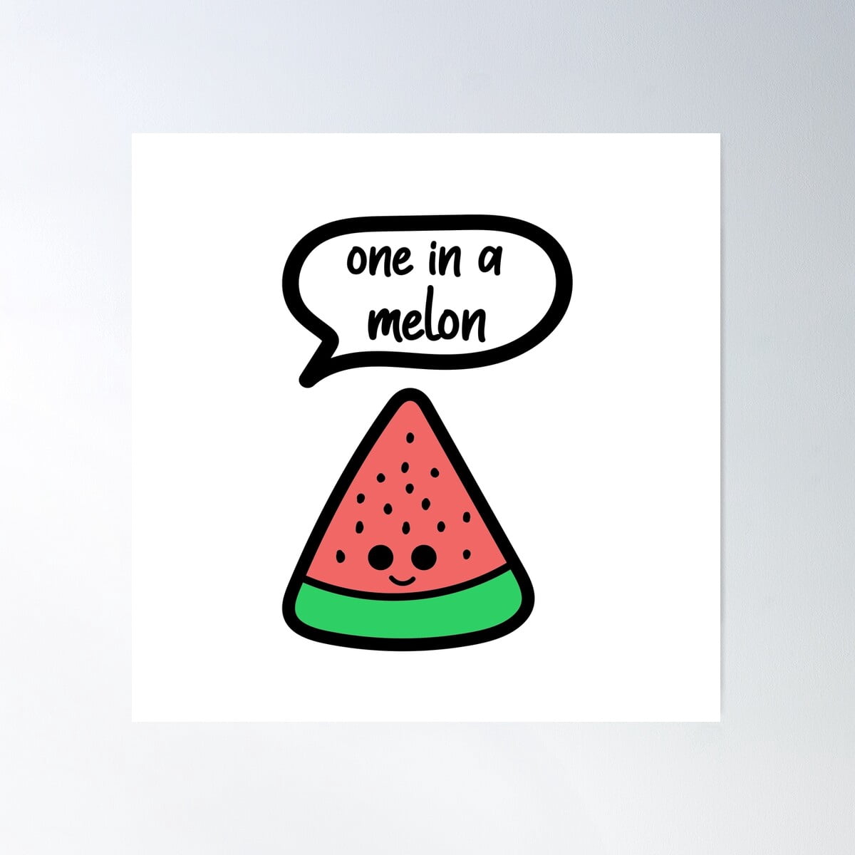 Watermelon "One In A Melon" Illustration Poster Wall Art, Modern Wall ...
