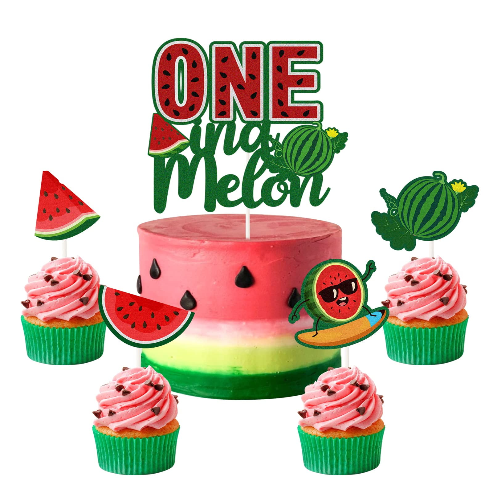Watermelon One in SCH4 a Melon Cake and Cupcake Toppers,Pack of 5PCS ...