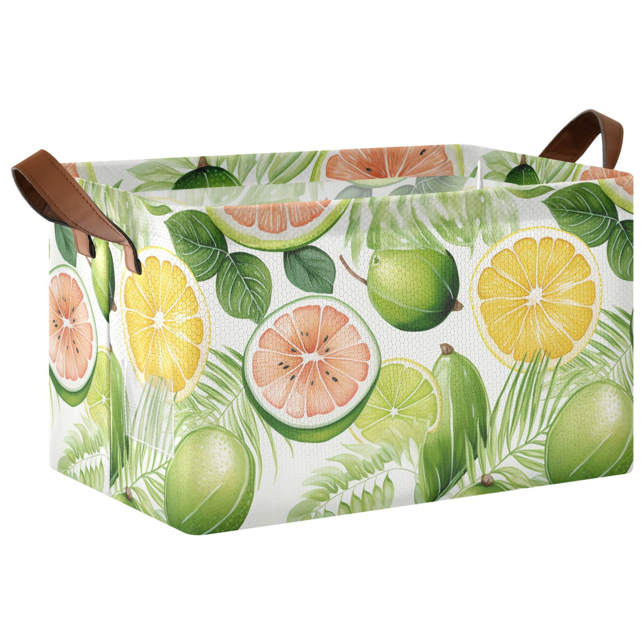 Watermelon Orange Leaf Collapsible Storage Bins Fabric Shelf Baskets ...