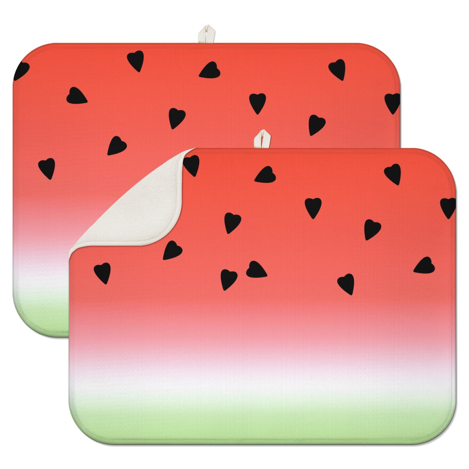 Watermelon Party Print Dish Mat – Summer Themed Kitchen Pad, Cute ...