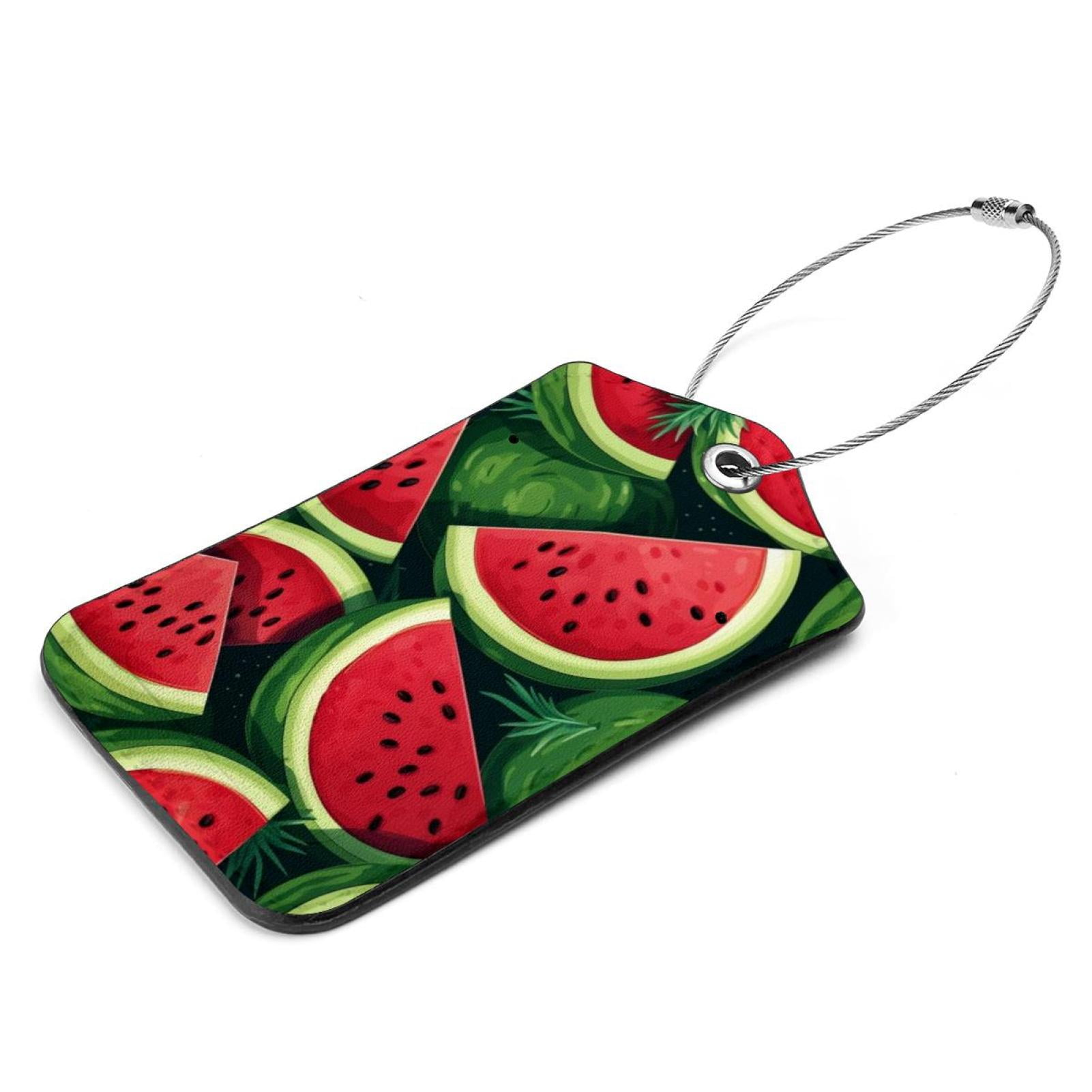 Watermelon Pattern 2 PCS Luggage Tags Suitcases PU Leather Travel Bag ...