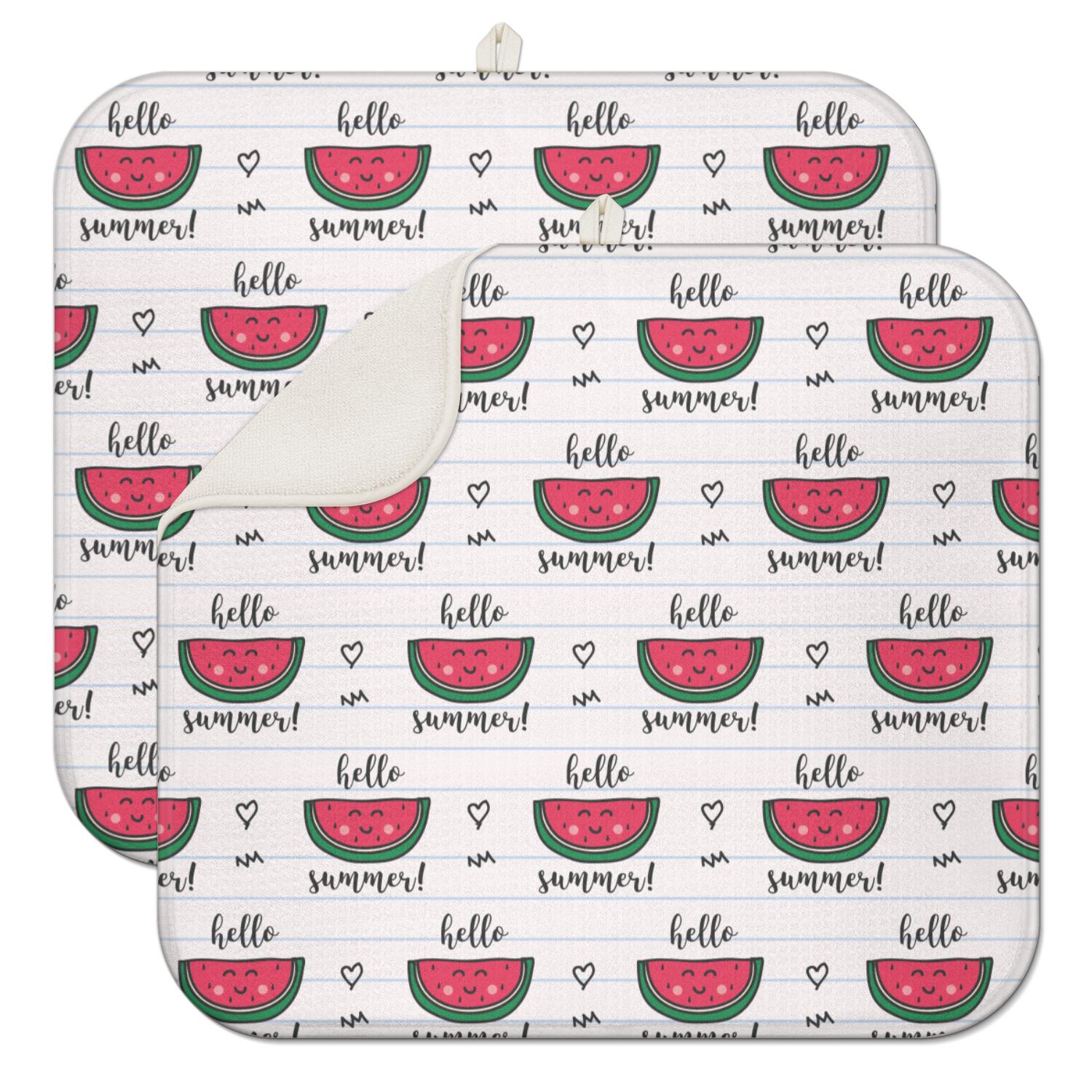 Watermelon Pattern Dish Drying Mat – Aesthetic Summer Fruit Design ...