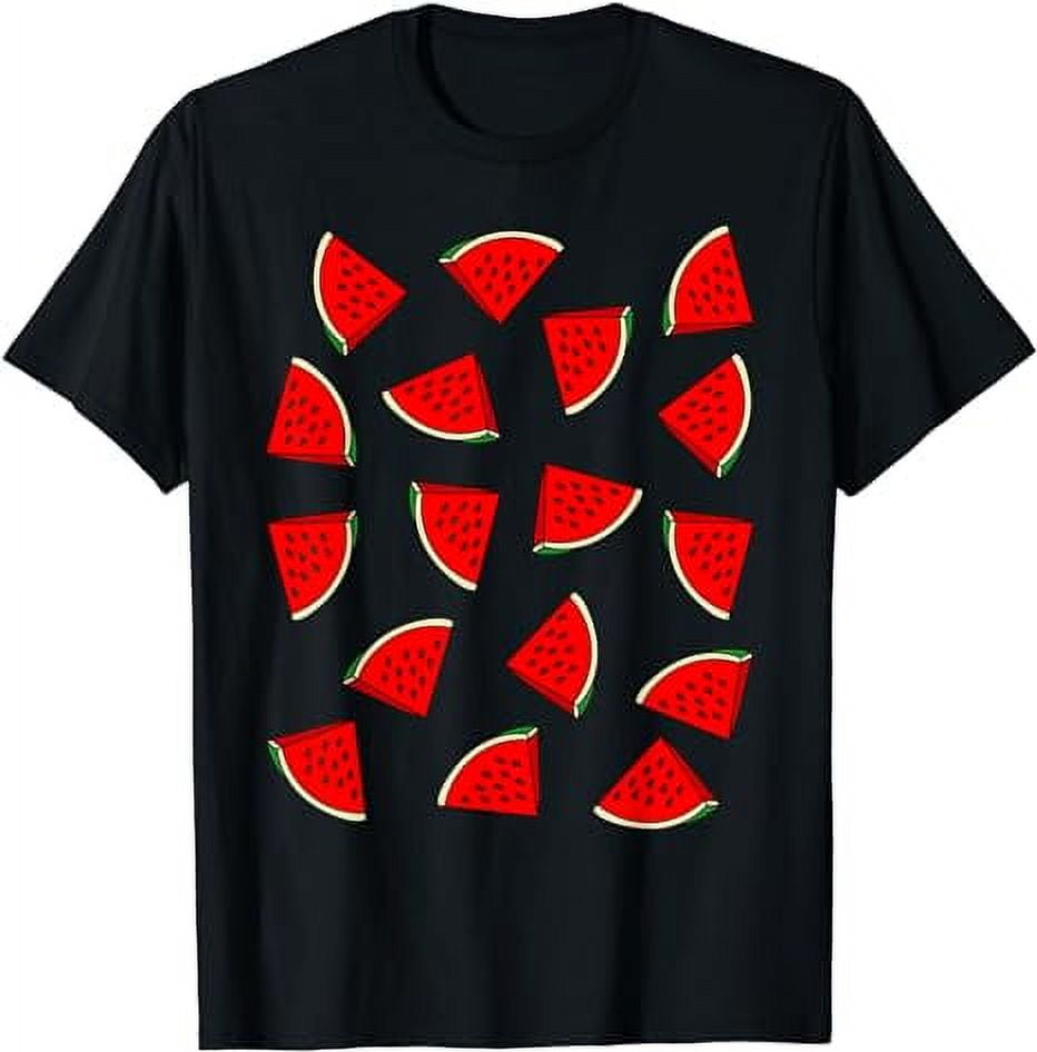 Watermelon Pattern Summer Fruitarian Lover Fruit Slice Seeds T-Shirt ...