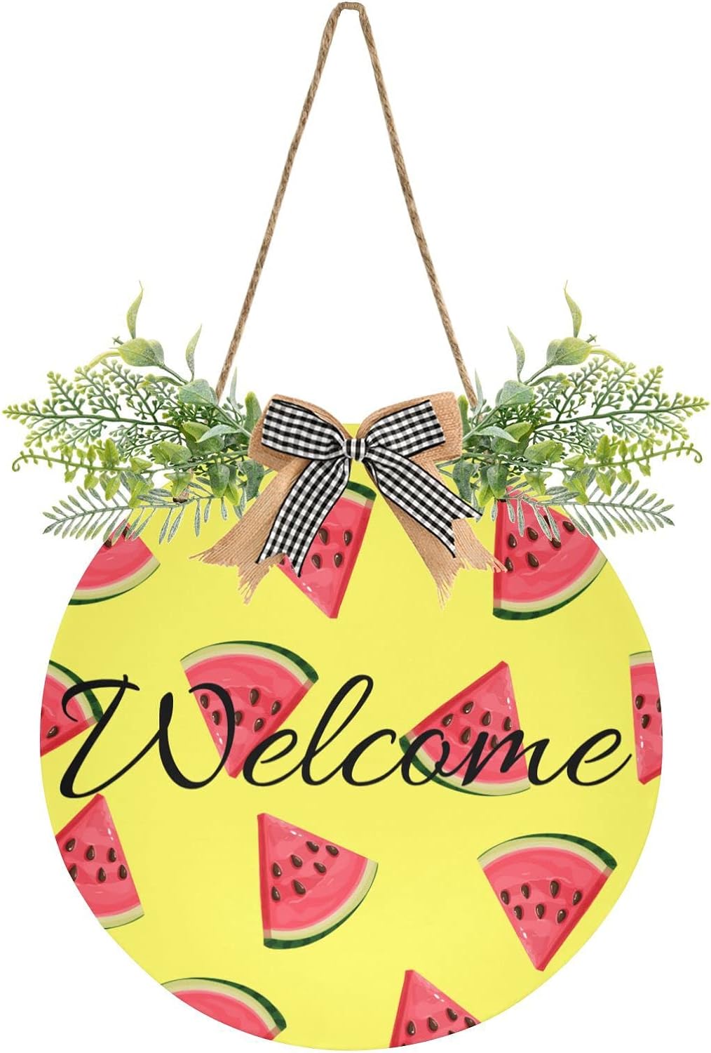 Watermelon Pattern Welcome Sign for Front Door, Round Sign Hanging ...