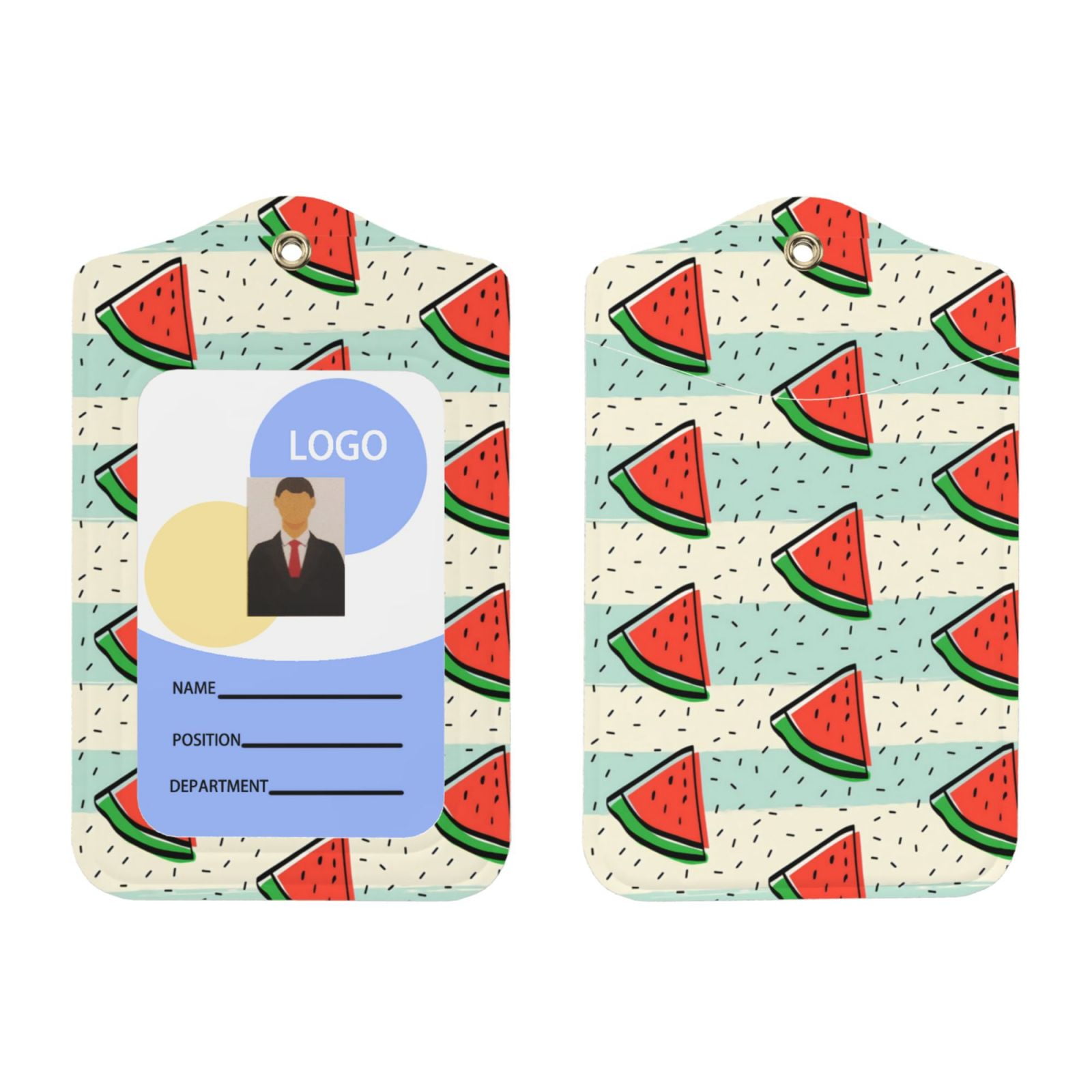 Watermelon Patterns Id Card Badge Leather Holder Case Protector For Key ...