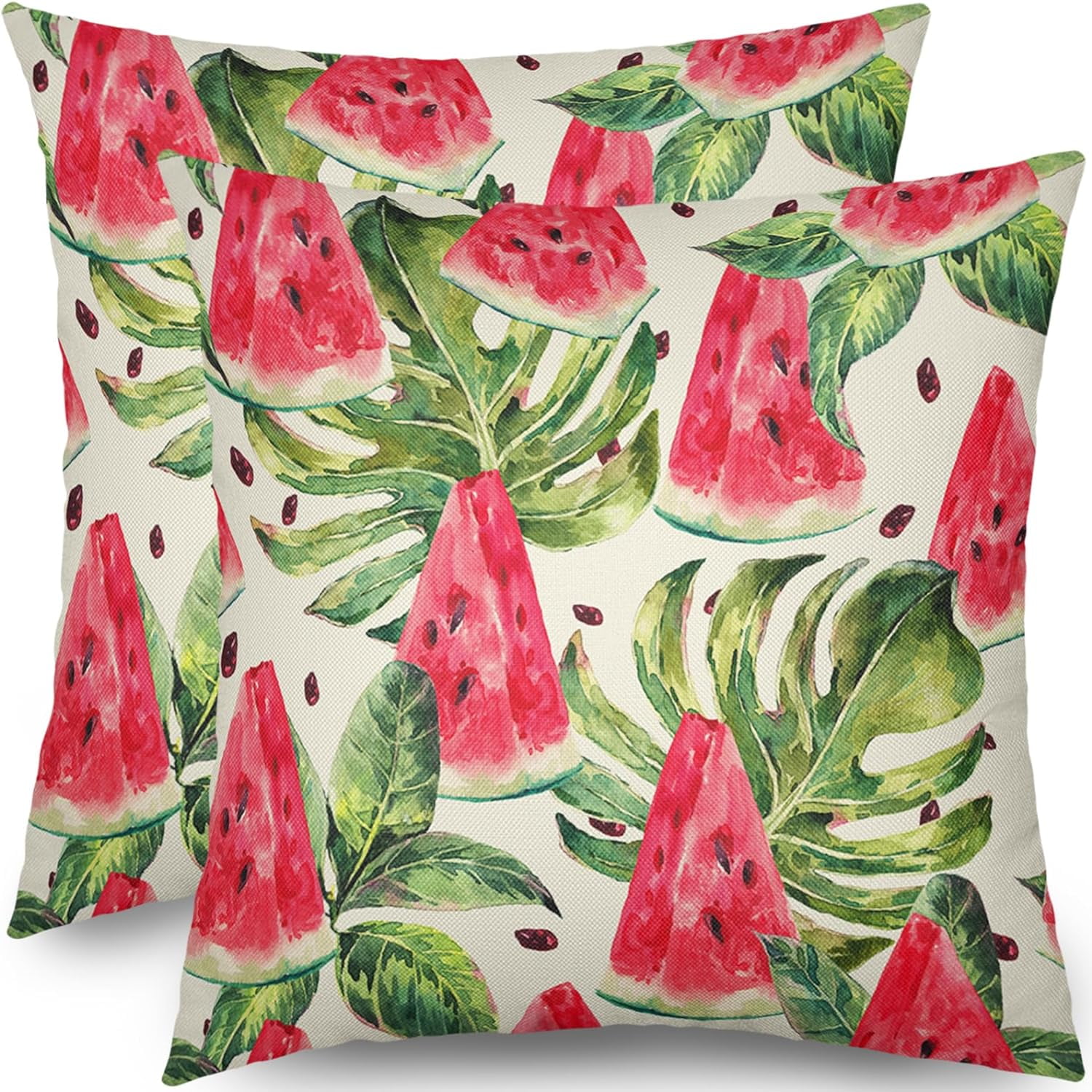 Watermelon Pillow Covers 18x18 Set of 2 Summer Watercolor Fruits ...