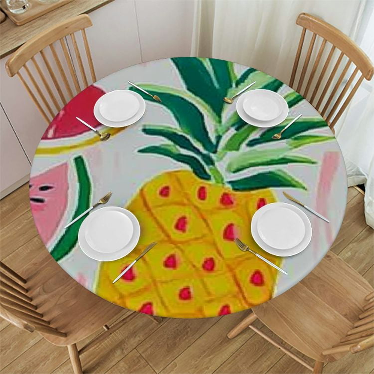 Watermelon Pinapple Round Fitted Tablecloth with Elastic Edged ...