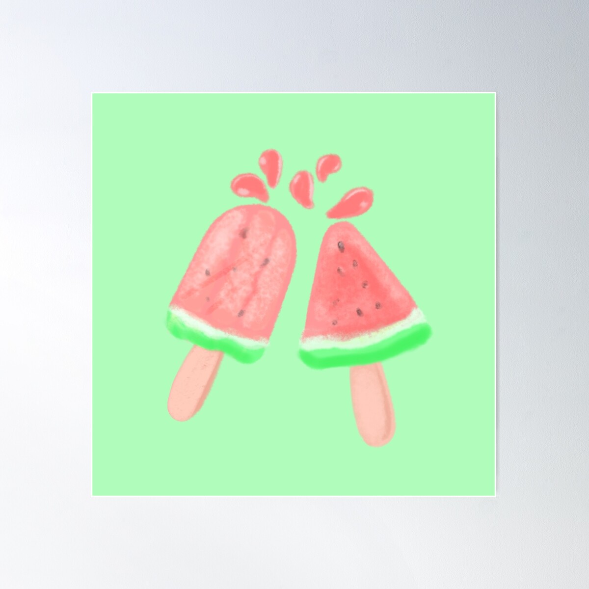 Watermelon Popsicle Poster Wall Art, Modern Wall Decor For Living Room ...