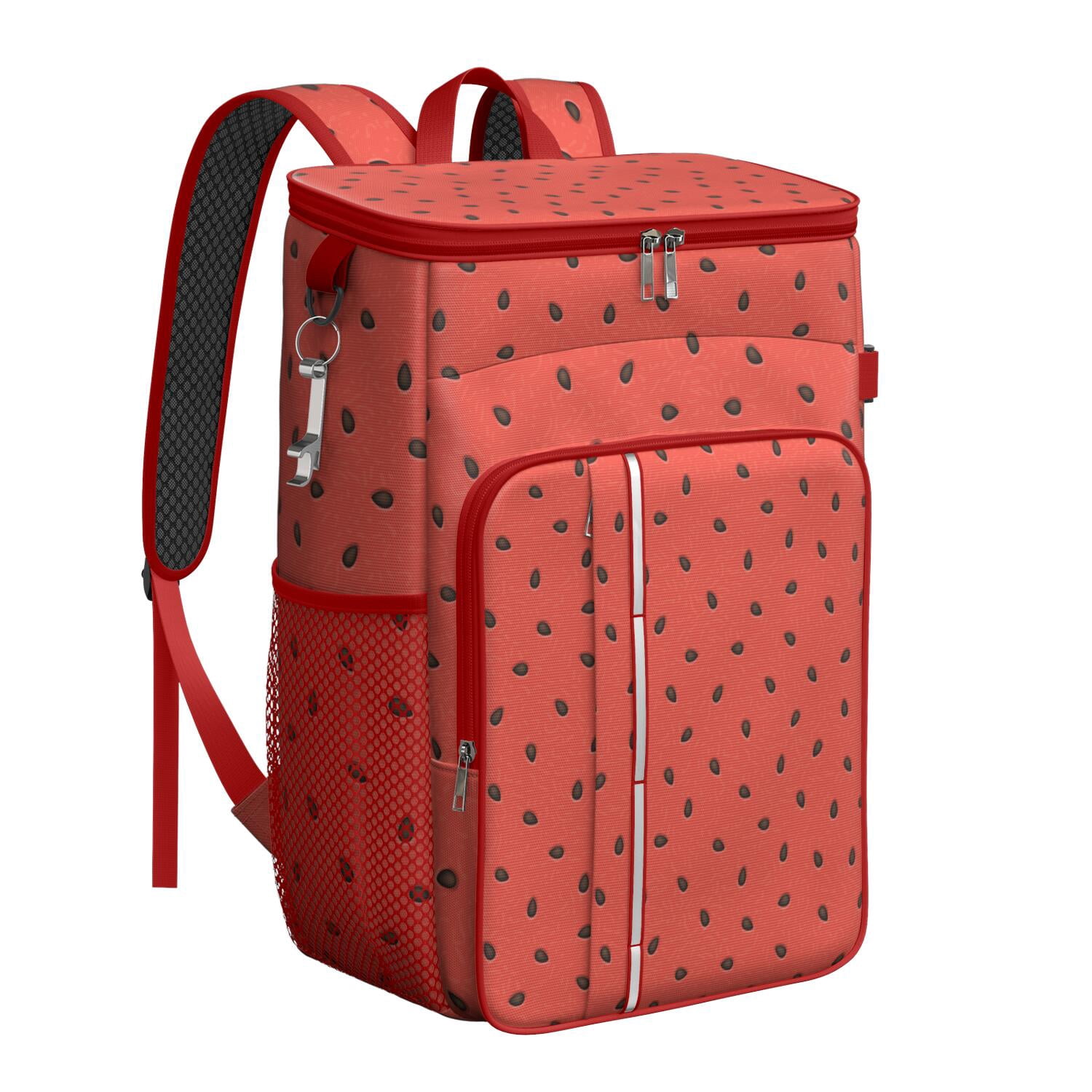 Watermelon Print Backpack Cooler, Tropical Fruit Pattern Insulated ...