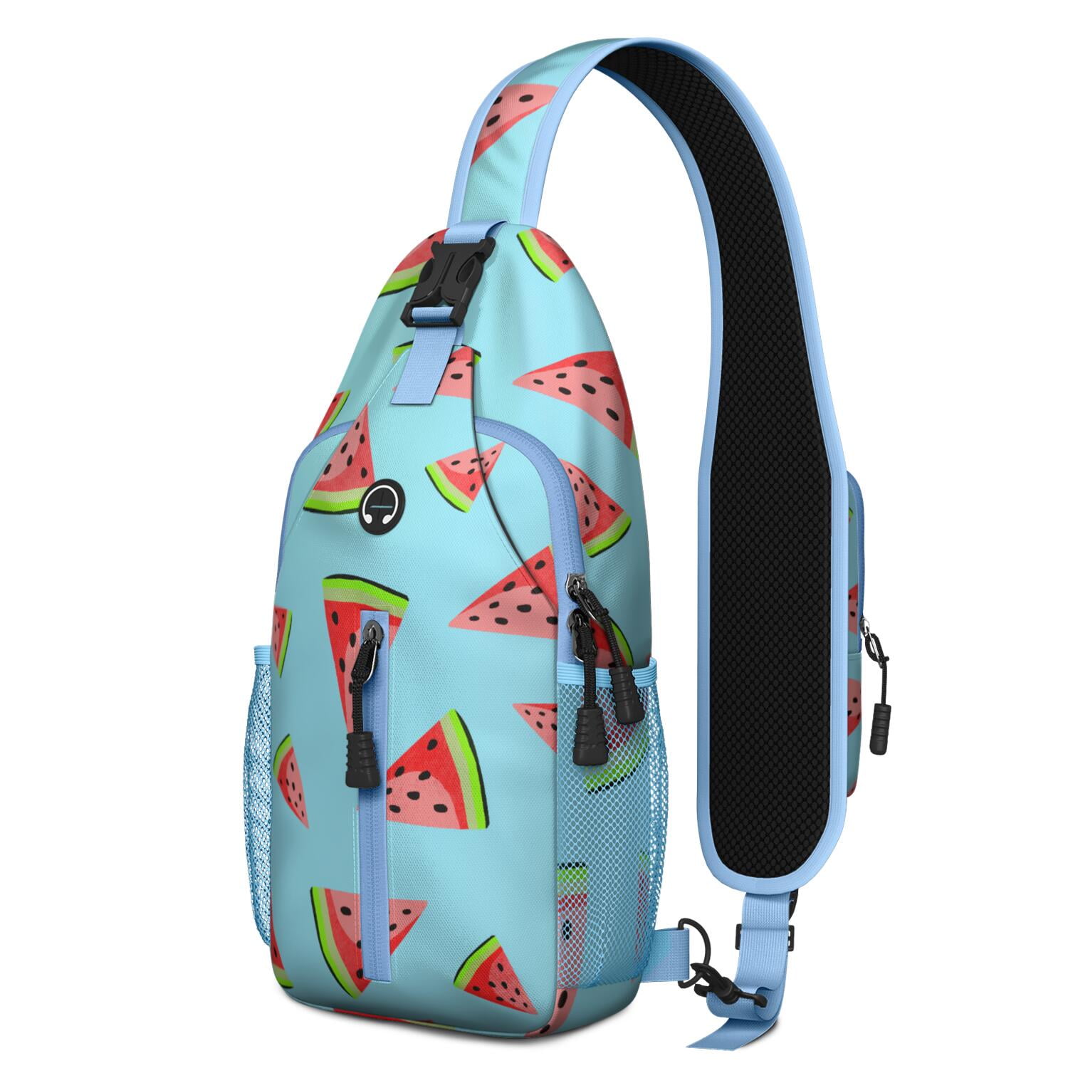 Watermelon Print Summer Fruit Pattern Sling Backpack, Cute Tropical ...