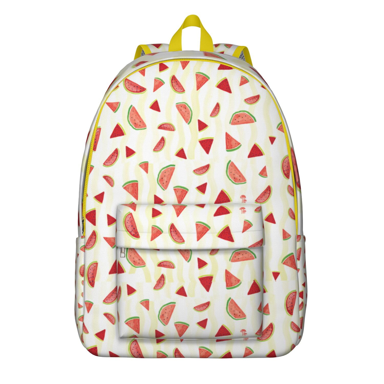 Watermelon Print Waterproof Backpack with Cute Tropical Pattern, Large ...