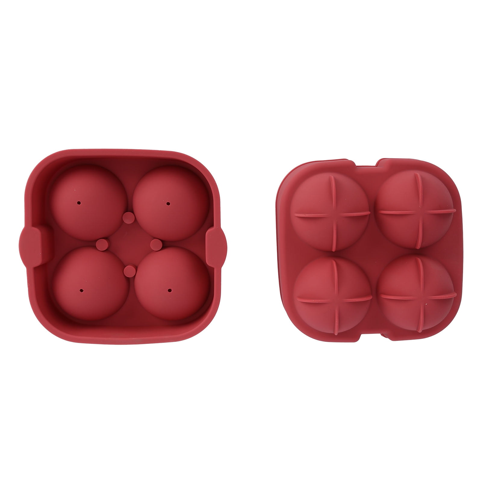 Watermelon Red Silicone Ice Ball Maker - 60mm 4-Hole Ice Cube Mold Tray ...