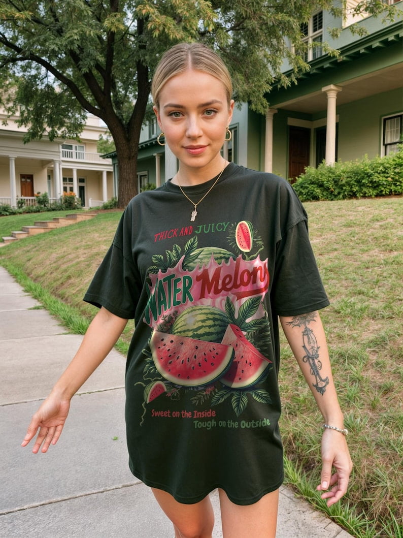 Watermelon Retro Commercial Graphic Shirt, Vintage Fruit Label Tee for ...
