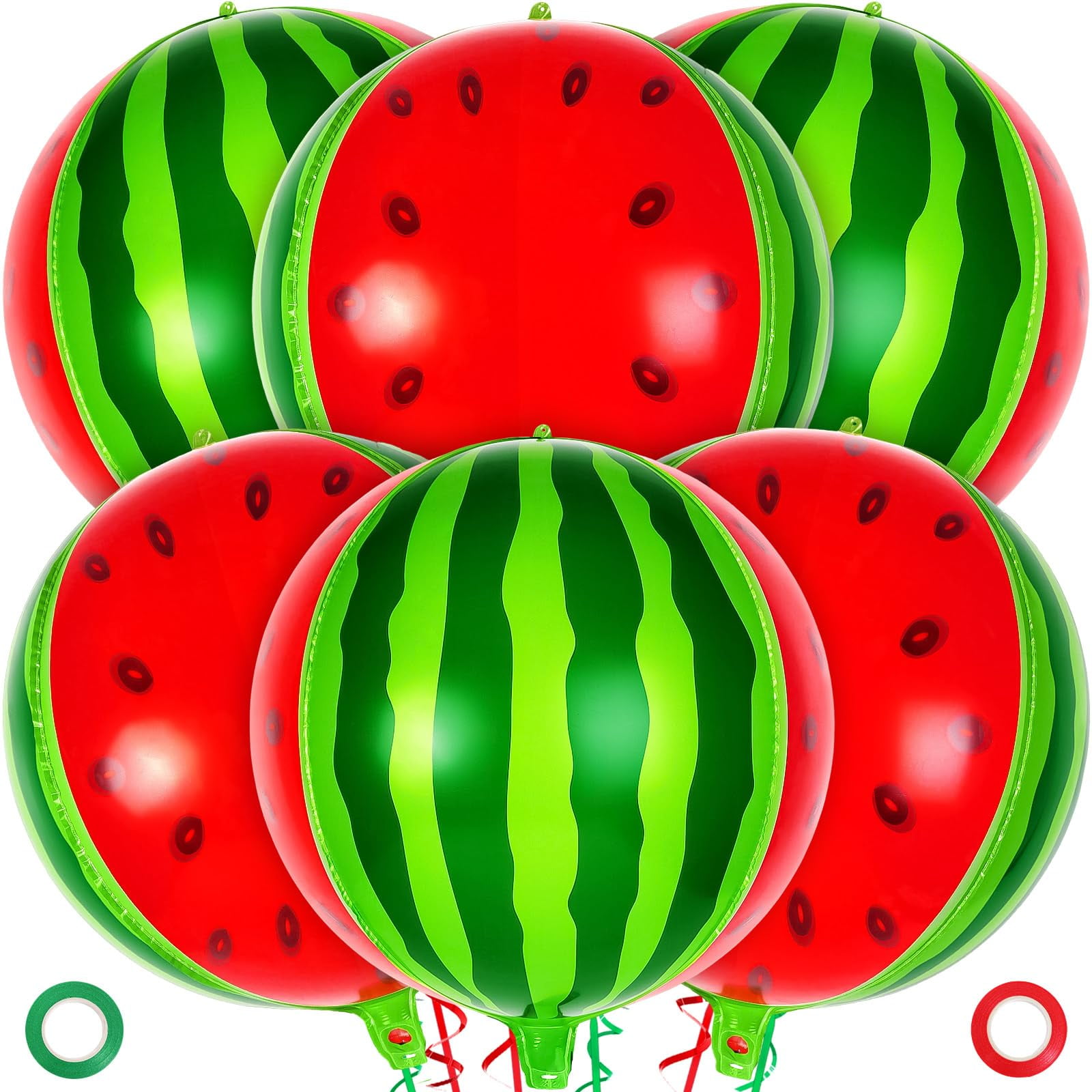 Watermelon Round Balloons,EGSC 6 Pcs Watermelon Foil Balloons, Large ...