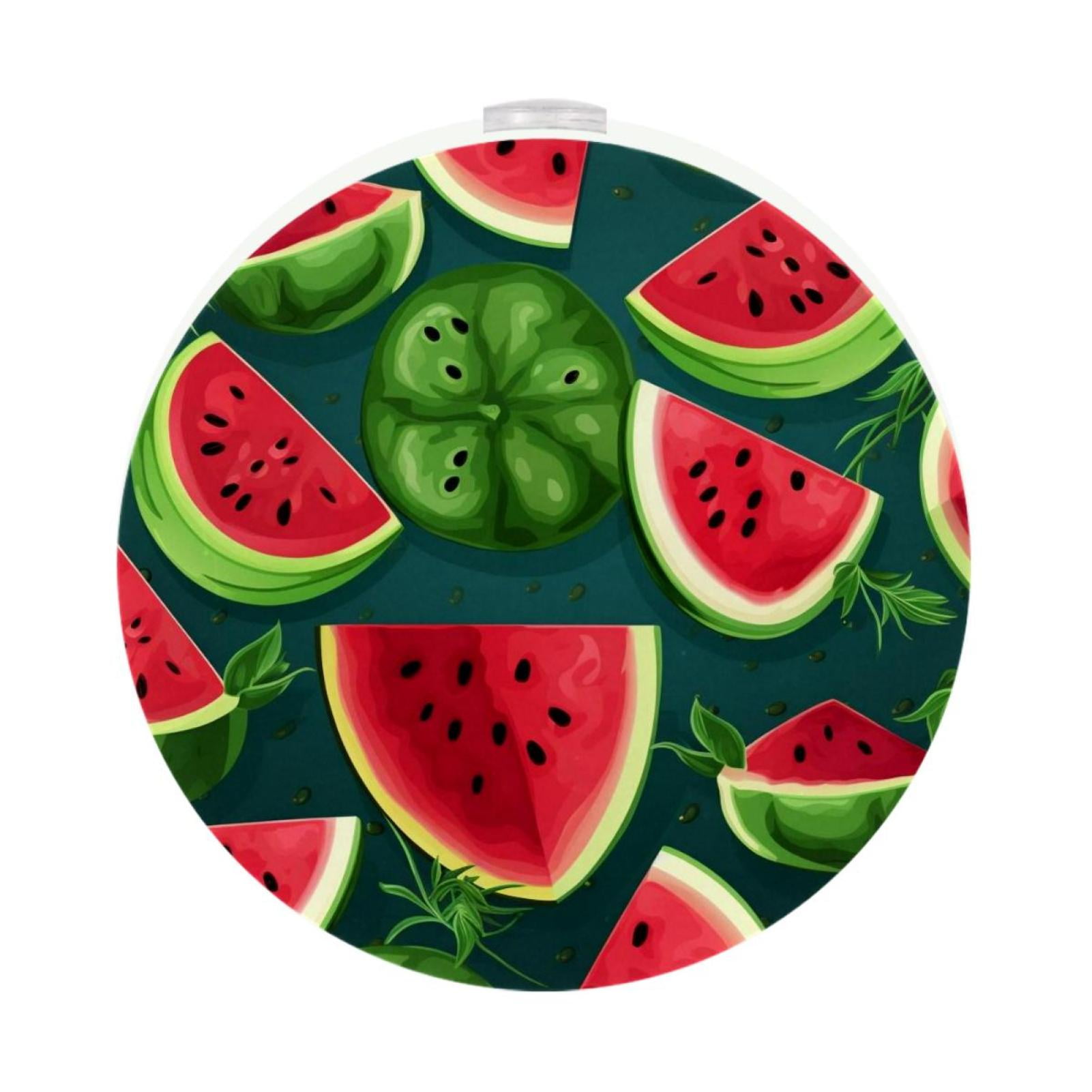 Watermelon Round LED Night Light-2PCS, Portable Plug-in Wall Lamp with ...