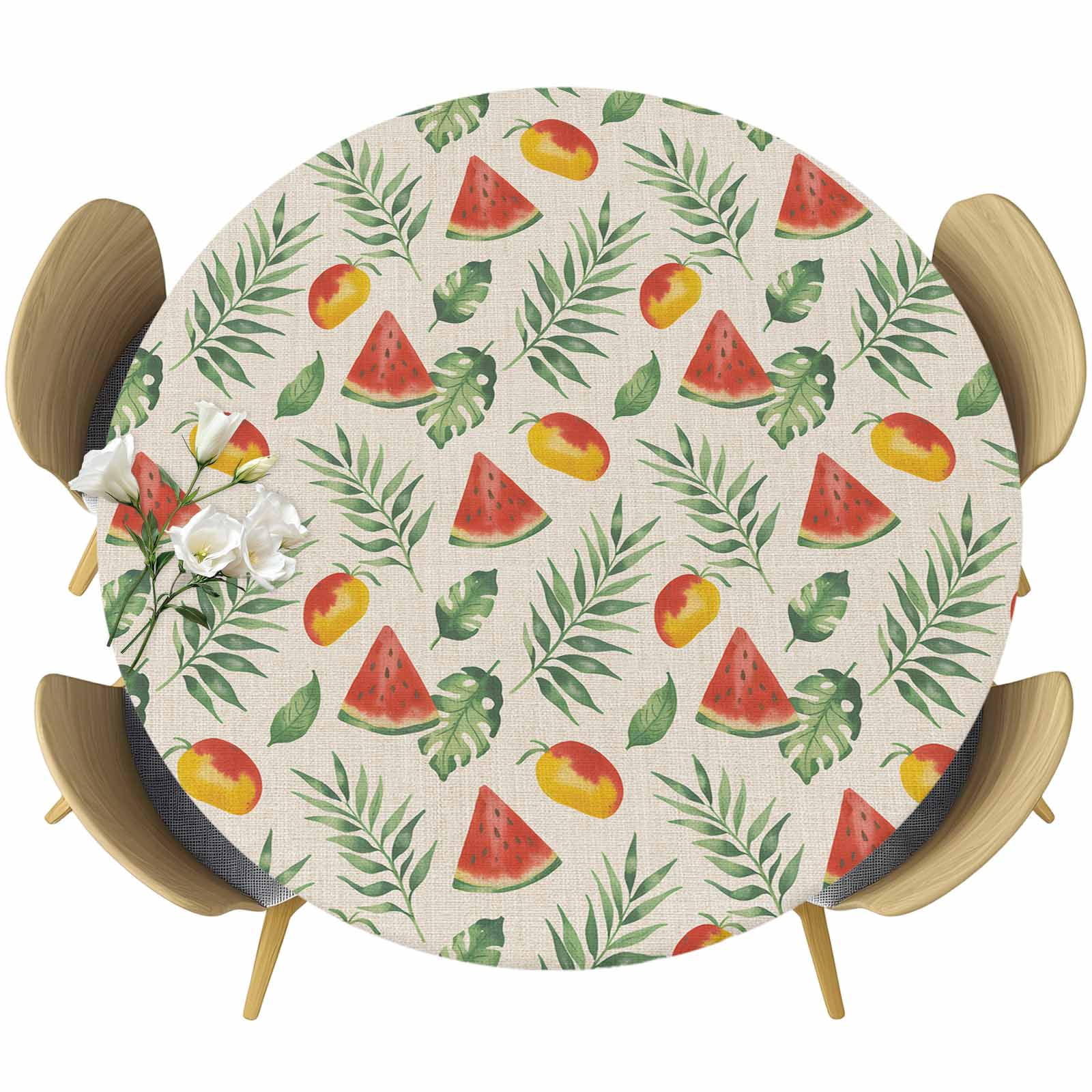 Watermelon Round Tablecloth 36-44 Inch Round Fitted Table Cloth with ...