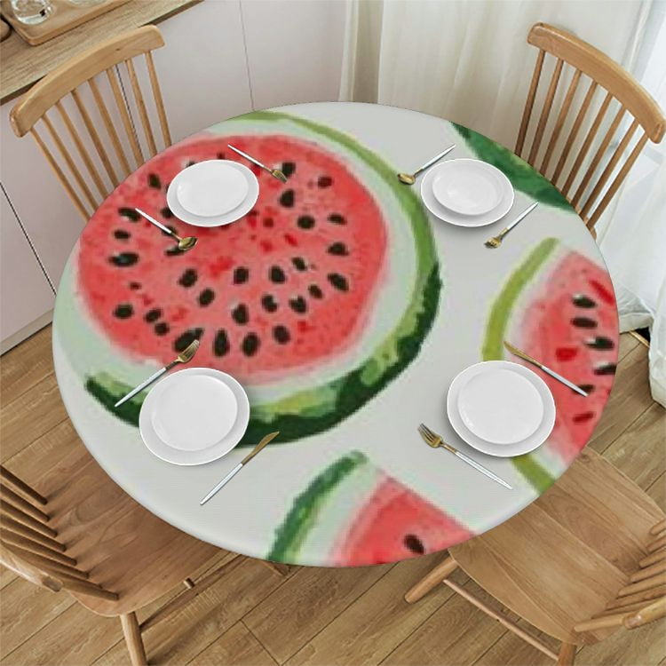 Watermelon Round Tablecloth, Fitted Table Cover with Elastic - Walmart.com