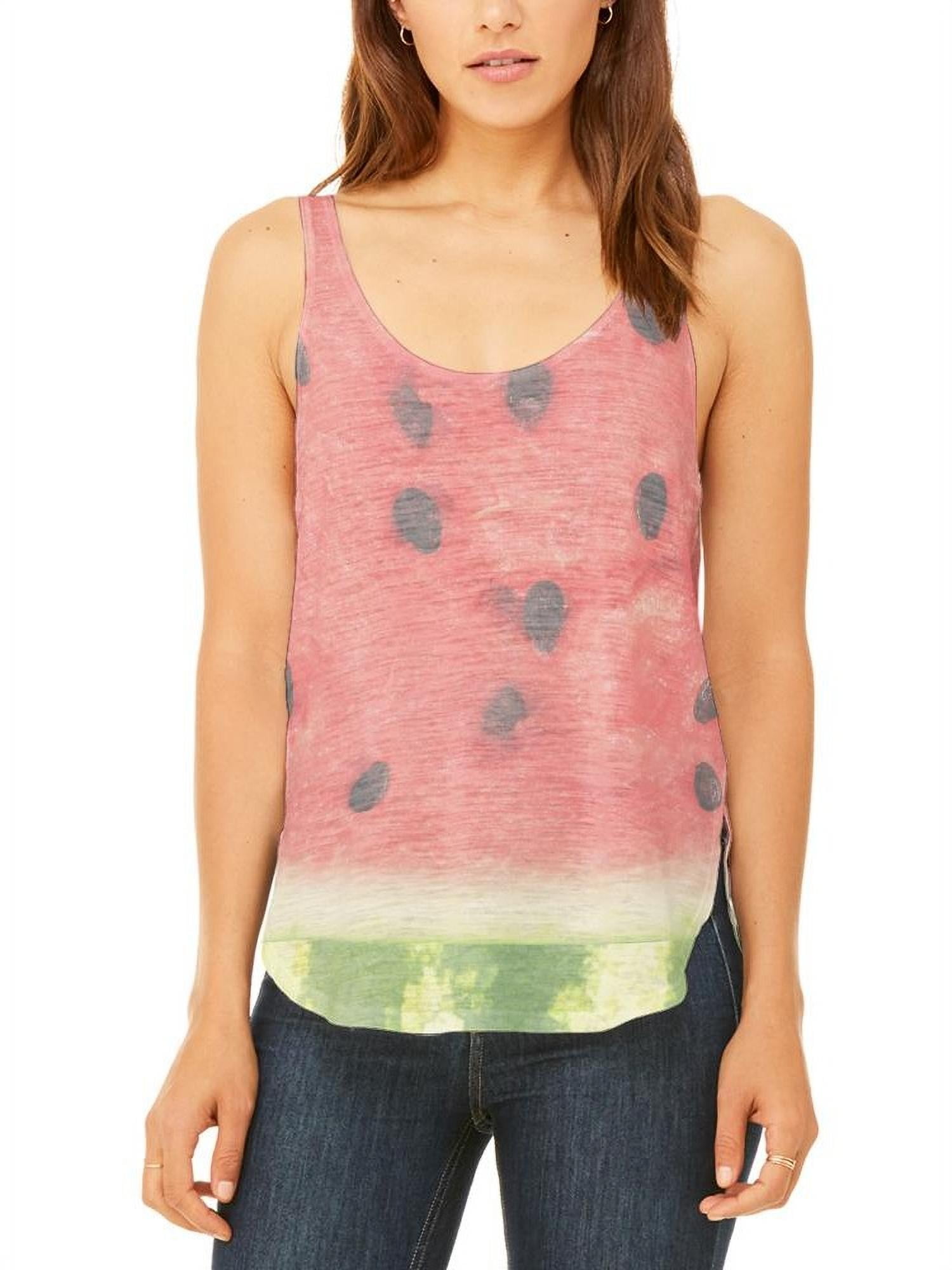 Watermelon Seeds Summer Juniors Flowy Side Slit Tank Top Multi X-LG ...