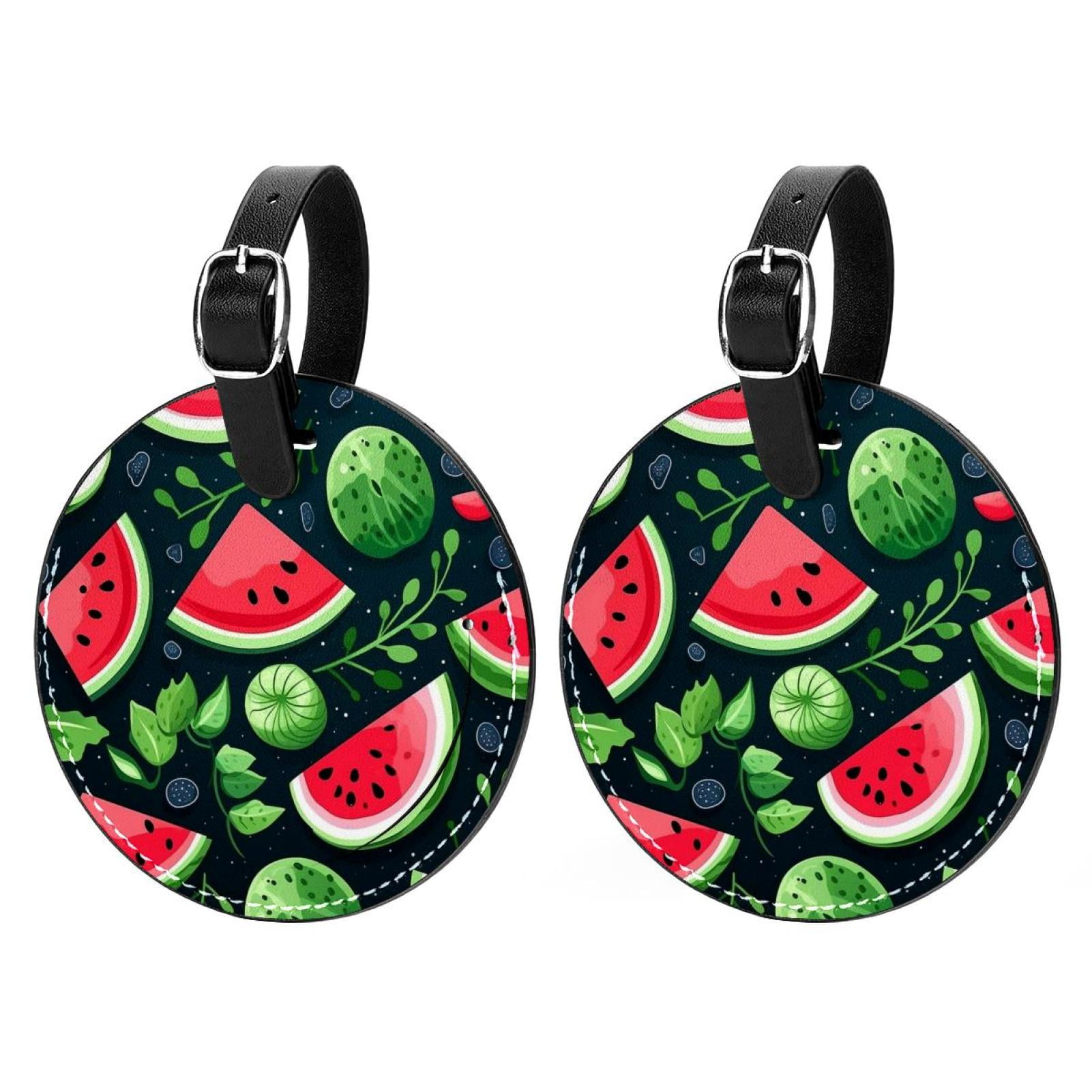 Watermelon Set of 2pcs PU Leather Round Suitcase Tags with Privacy ...