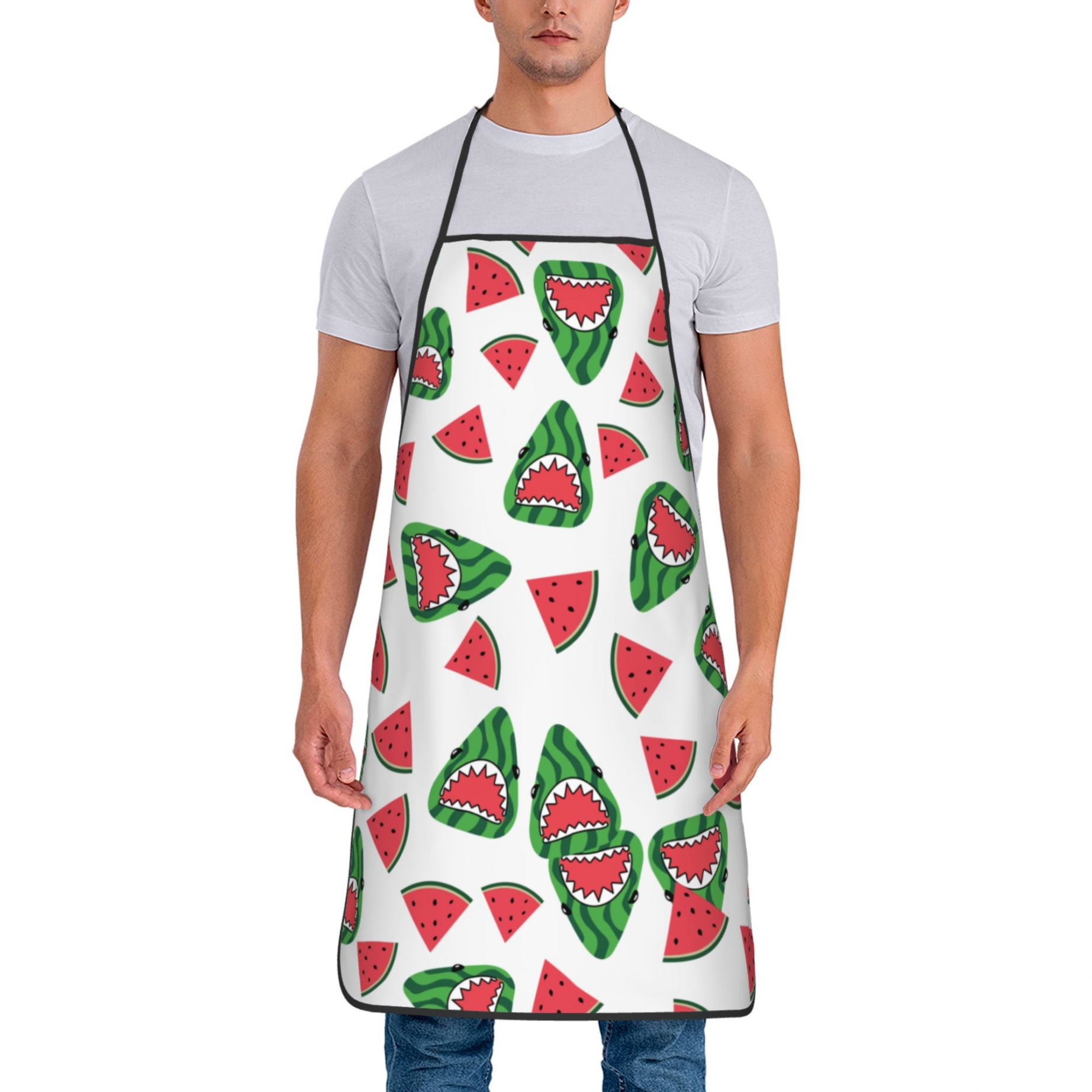 Watermelon-Shark Aprons for Women Men Waterproof Apron Kitchen Chef ...