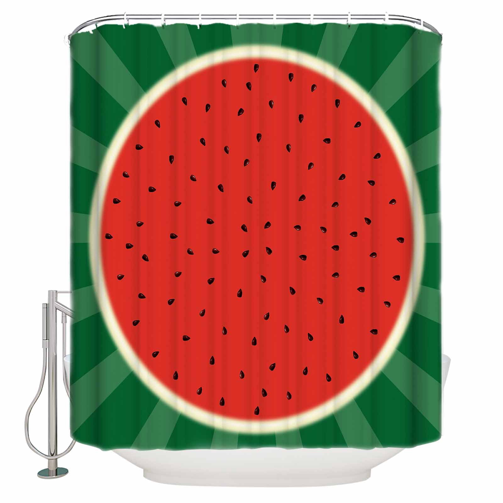 Watermelon Shower Curtain, 72" x 72", Geometric Radial Lines Red Green ...