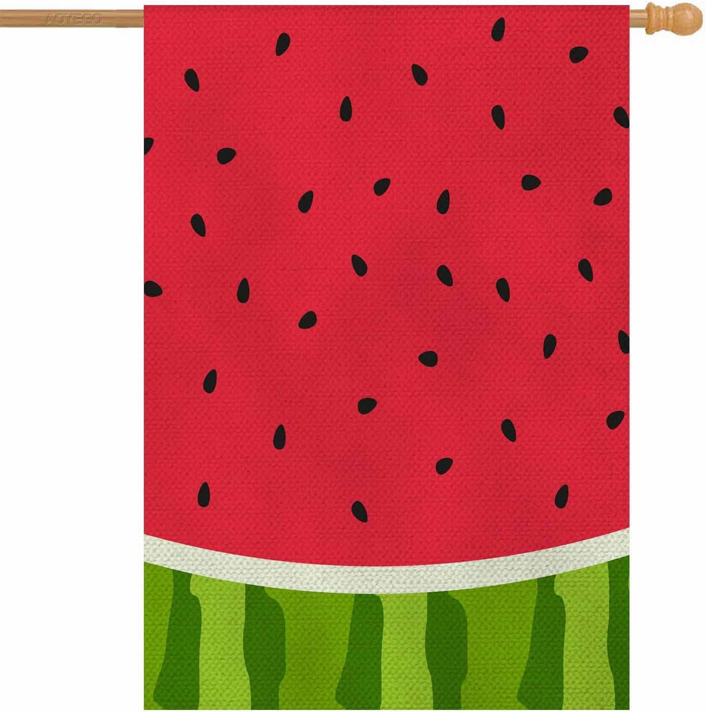 Watermelon Slice House Flag Vertical Double Sided Burlap Seed and Skin ...